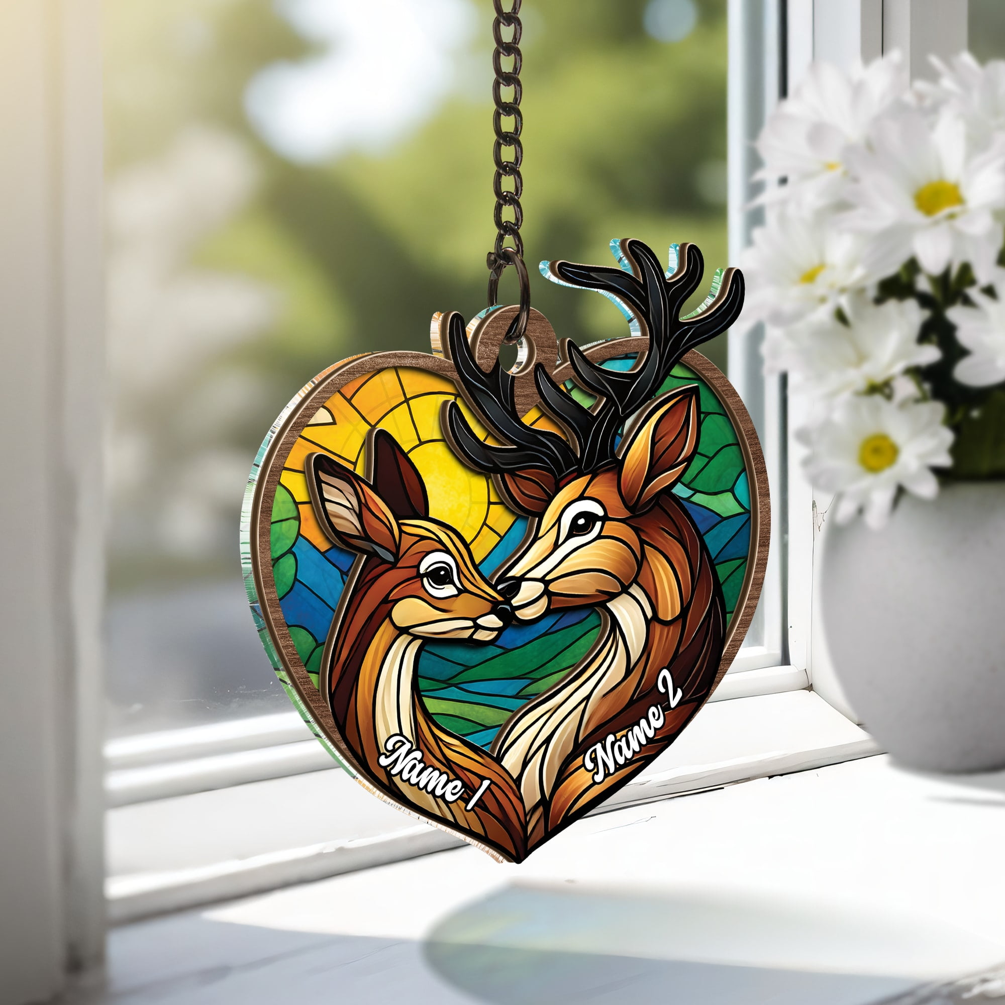 Lotusprinthandmade Personalized Deer Hunting Couple Custom Shape Window ...