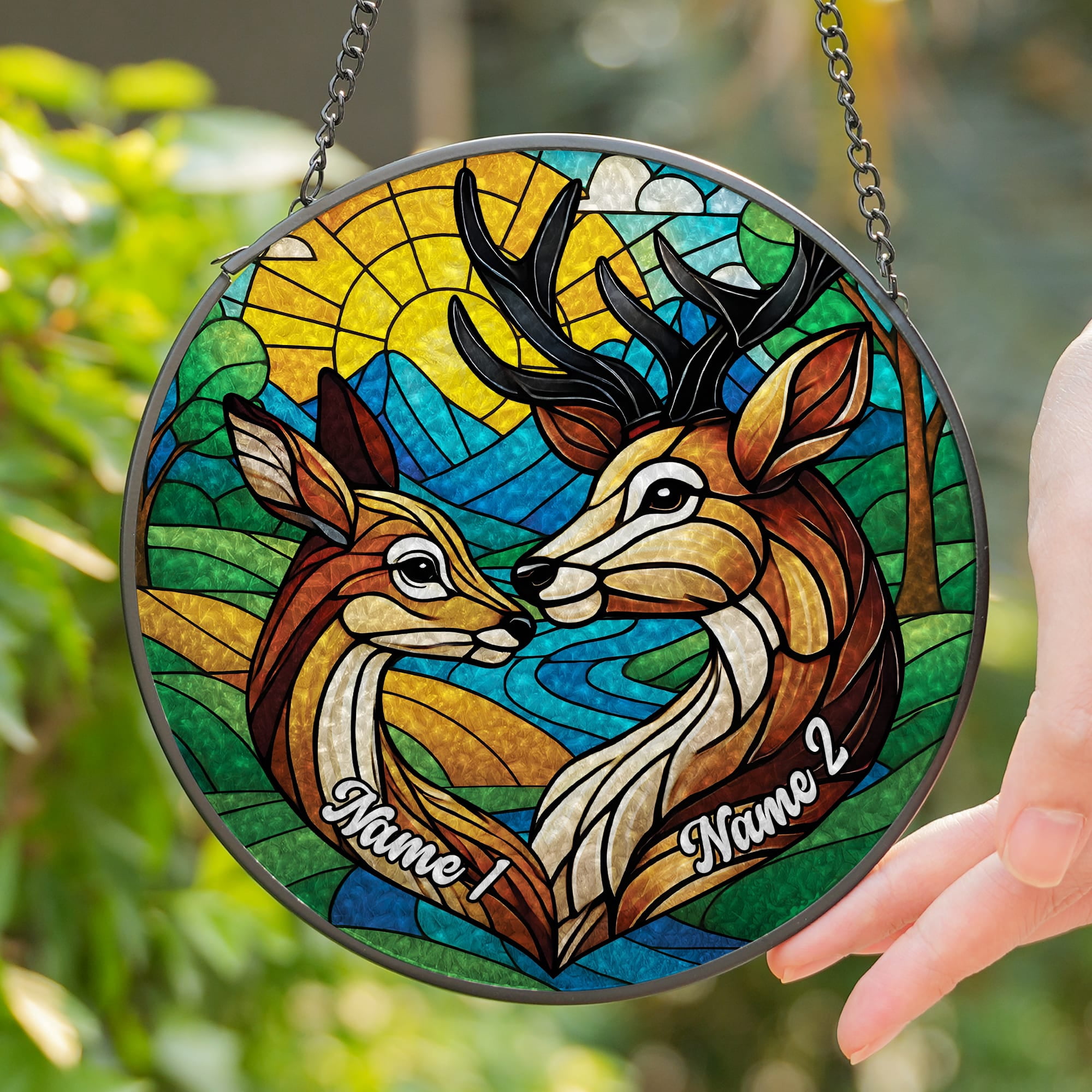 Lotusprinthandmade Personalized Deer Hunting Couple Stained Glass ...