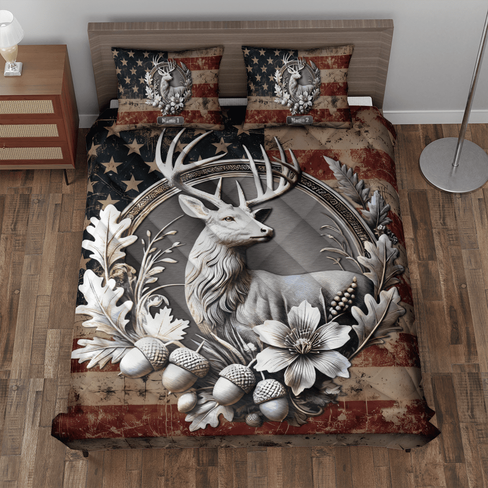 Lotusprinthandmade Personalized Deer Hunting Quilt Bedding Set (Fold ...