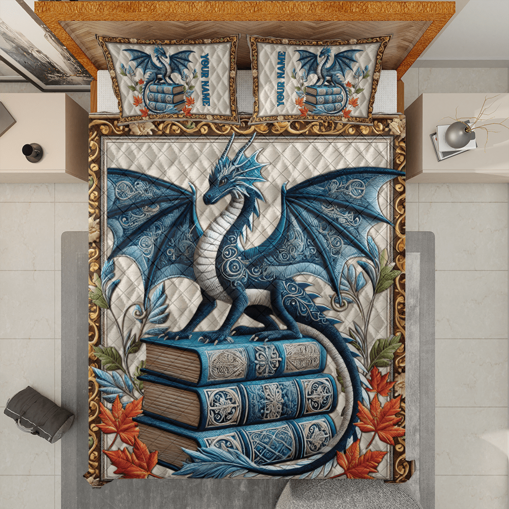 Lotusprinthandmade Personalized Dragon And Book Quilt Bedding Set ...