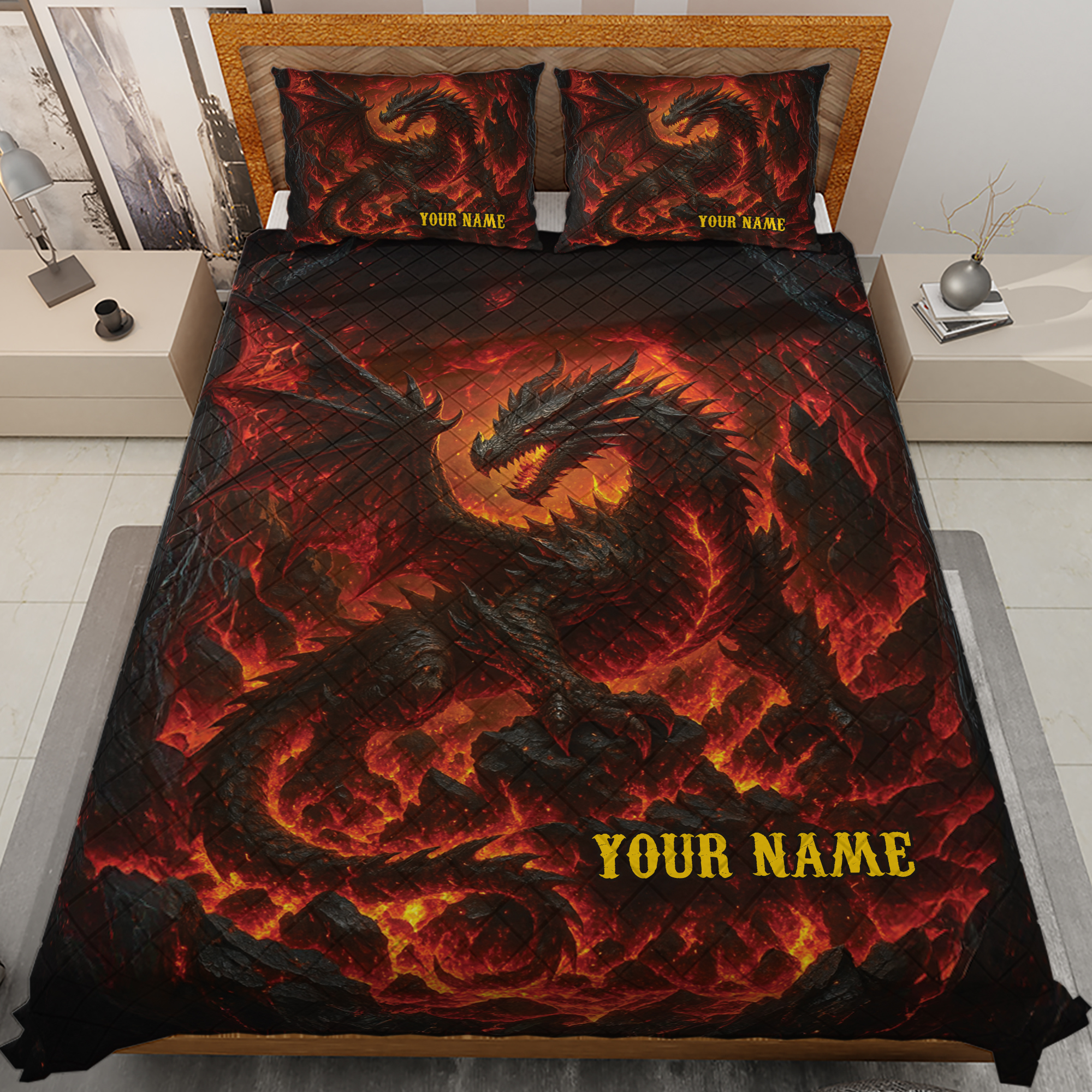 Lotusprinthandmade Personalized Dragon Lovers Quilt Bedding Set (Fold ...