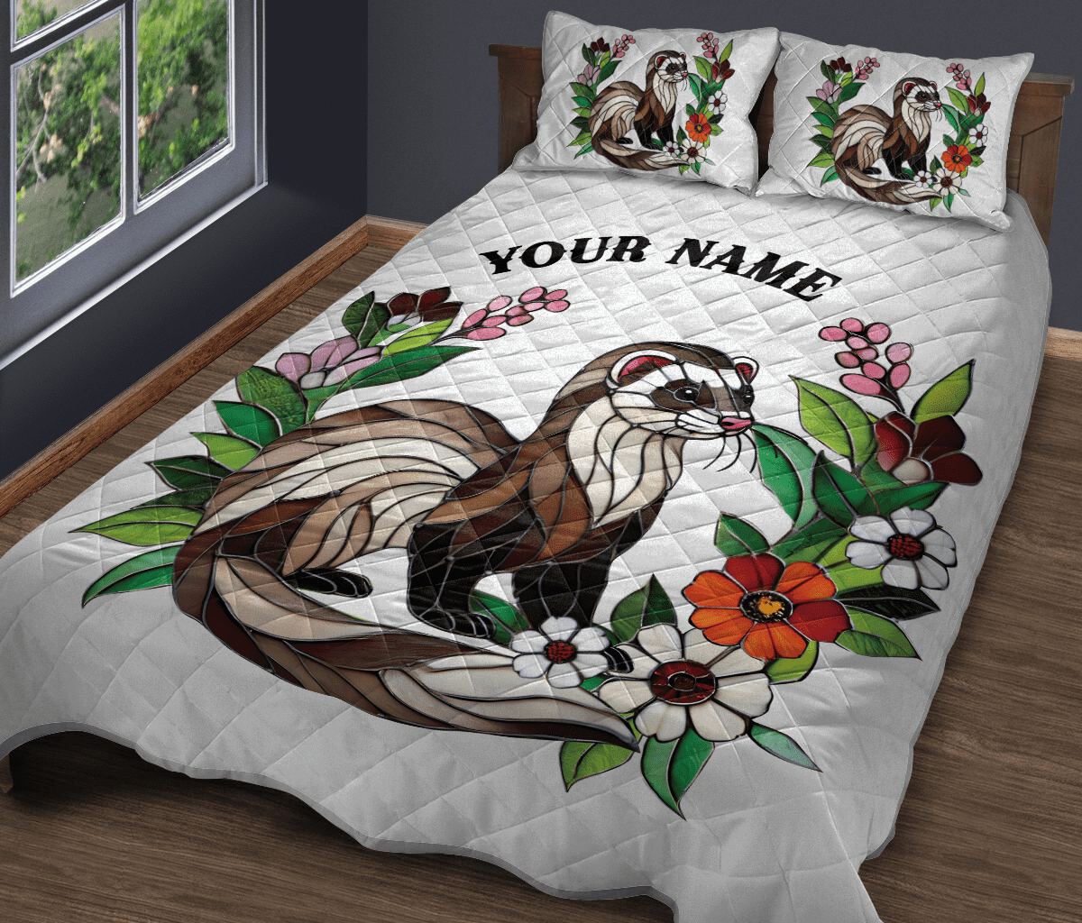 Lotusprinthandmade Personalized Ferret Lovers Quilt Bedding Set (Fold ...