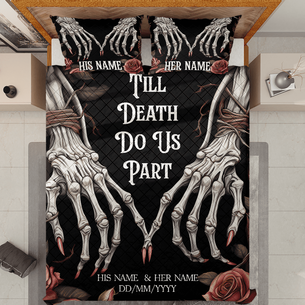 Lotusprinthandmade Personalized Halloween Couple Skeleton Quilt Bedding ...
