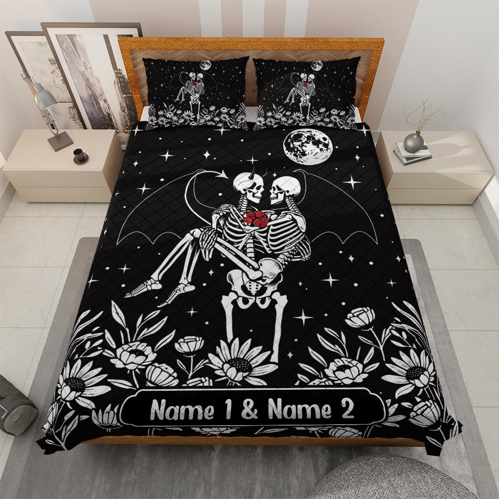 Lotusprinthandmade Personalized Halloween Skeleton Couple Quilt Bedding ...