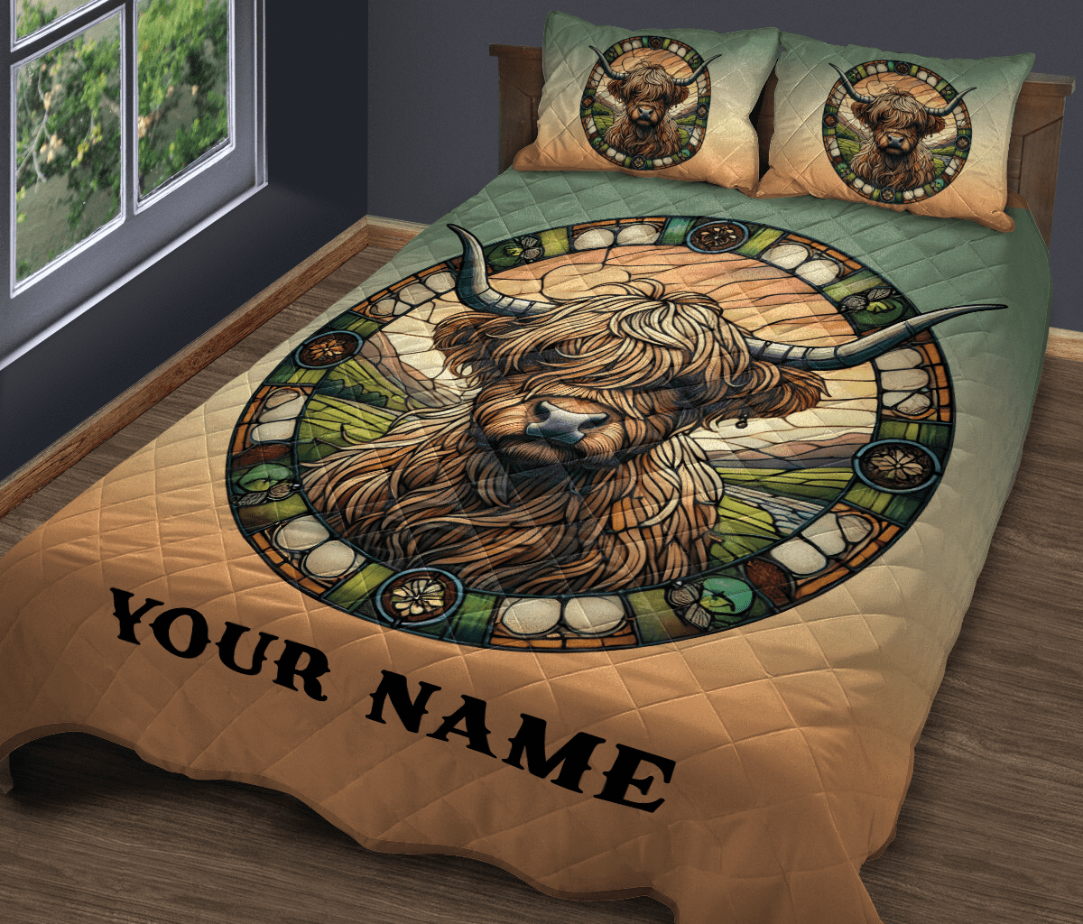 Lotusprinthandmade Personalized Highland Cow Quilt Bedding Set (Fold ...