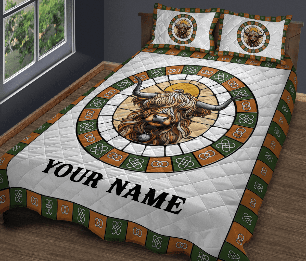 Lotusprinthandmade Personalized Highland Cow Quilt Bedding Set (Fold ...