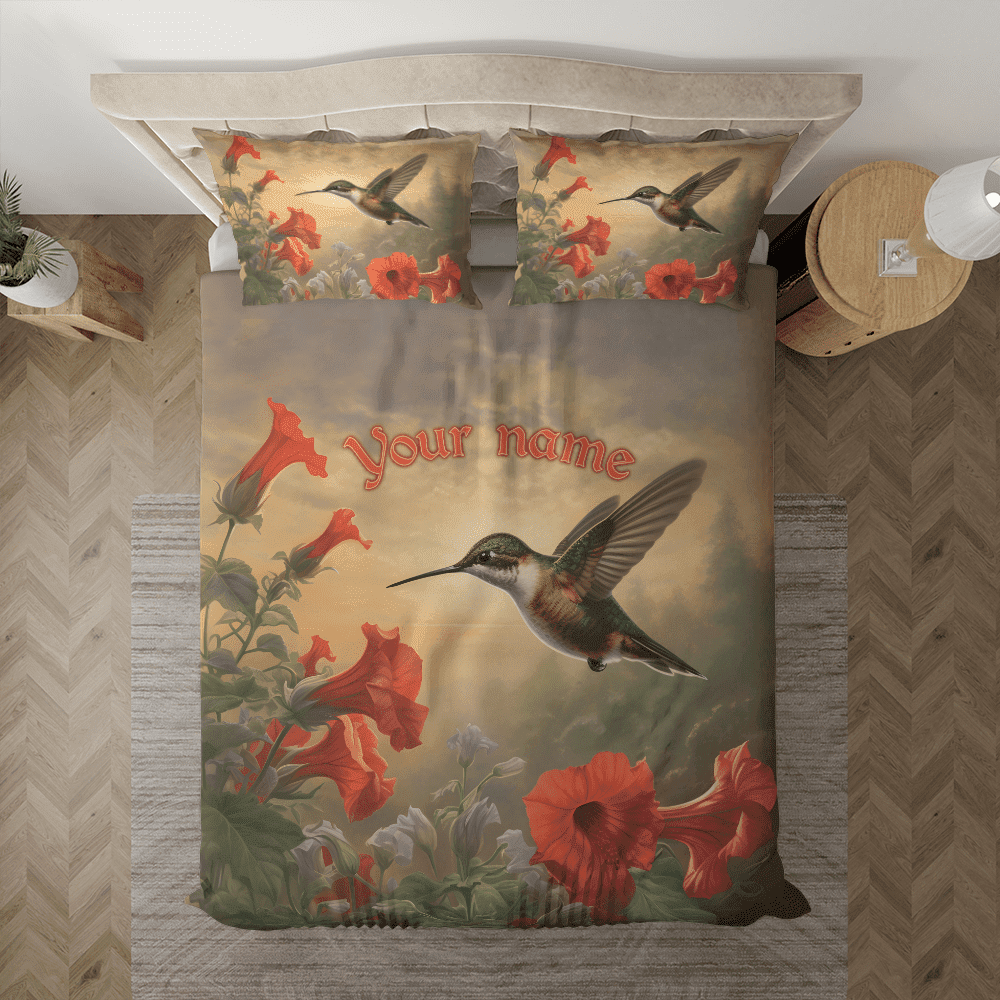 Lotusprinthandmade Personalized Hummingbird Birds Bedding Set (Made in ...