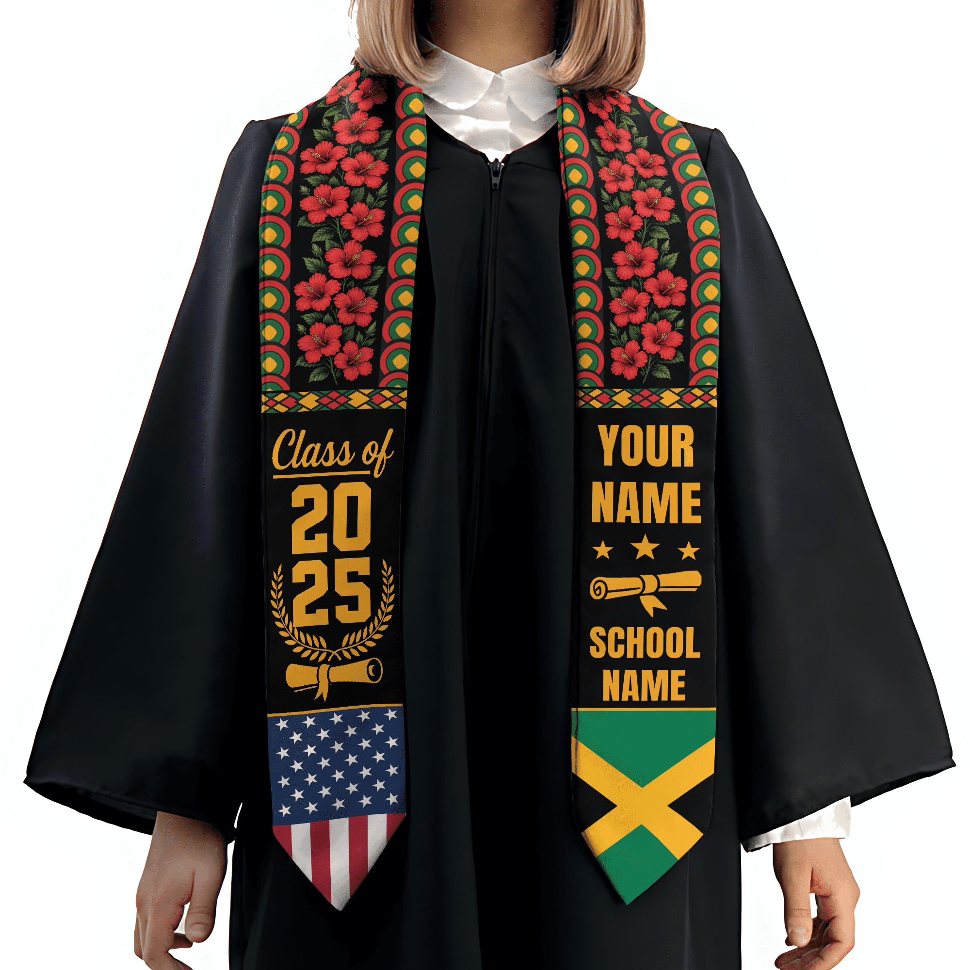 Lotusprinthandmade Personalized Jamaican America Flag 2025 Graduation ...