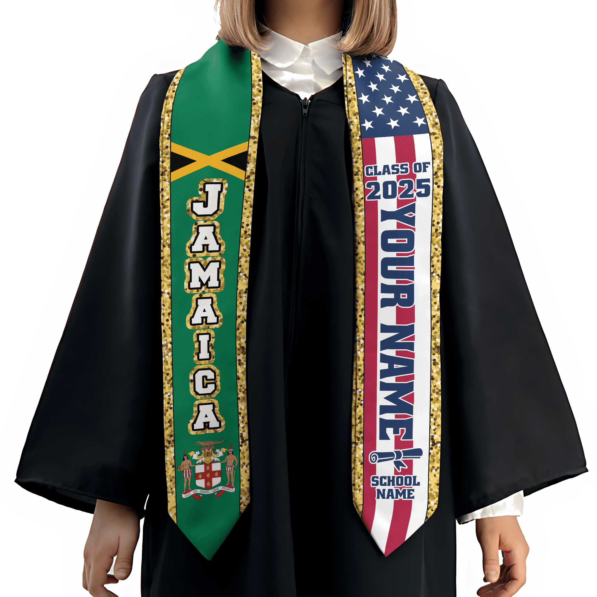 Lotusprinthandmade Personalized Jamaican America Flag 2025 Graduation ...