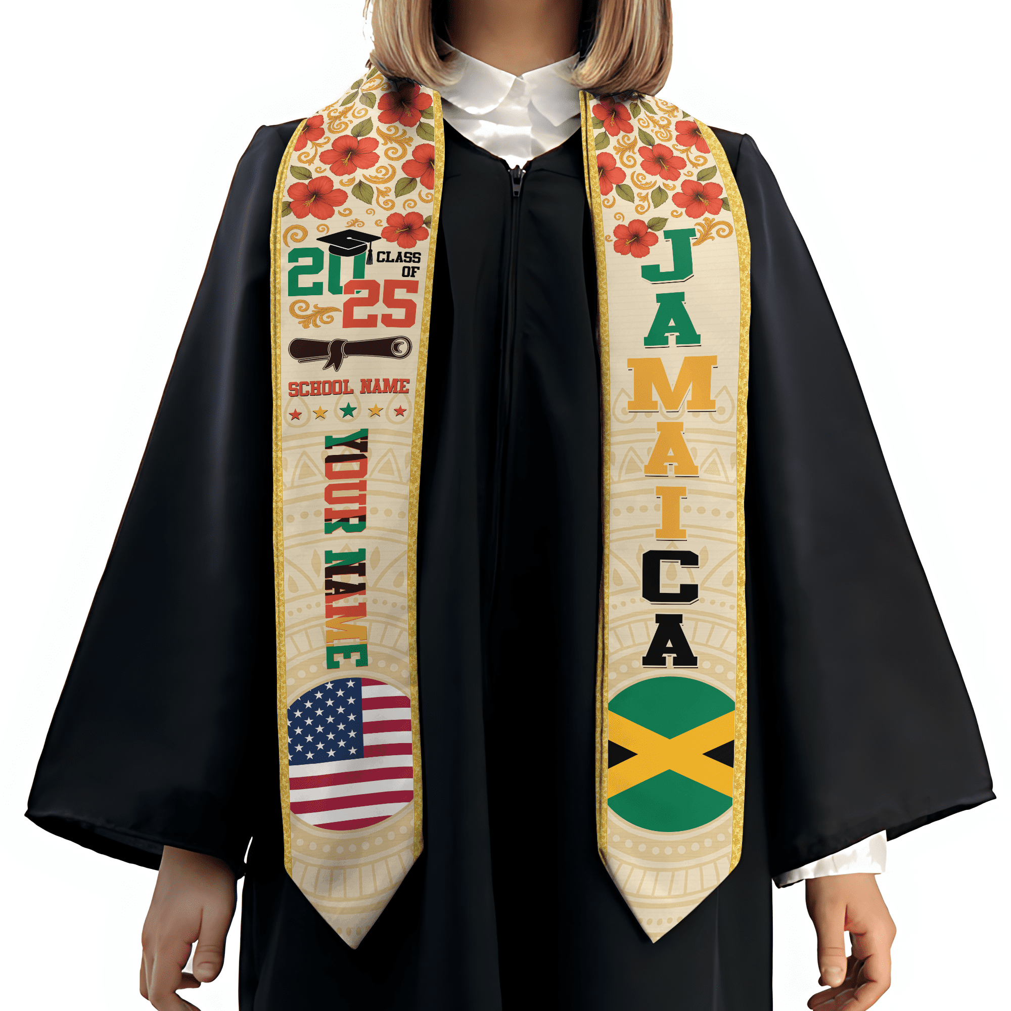 Lotusprinthandmade Personalized Jamaican America Flag 2025 Graduation ...