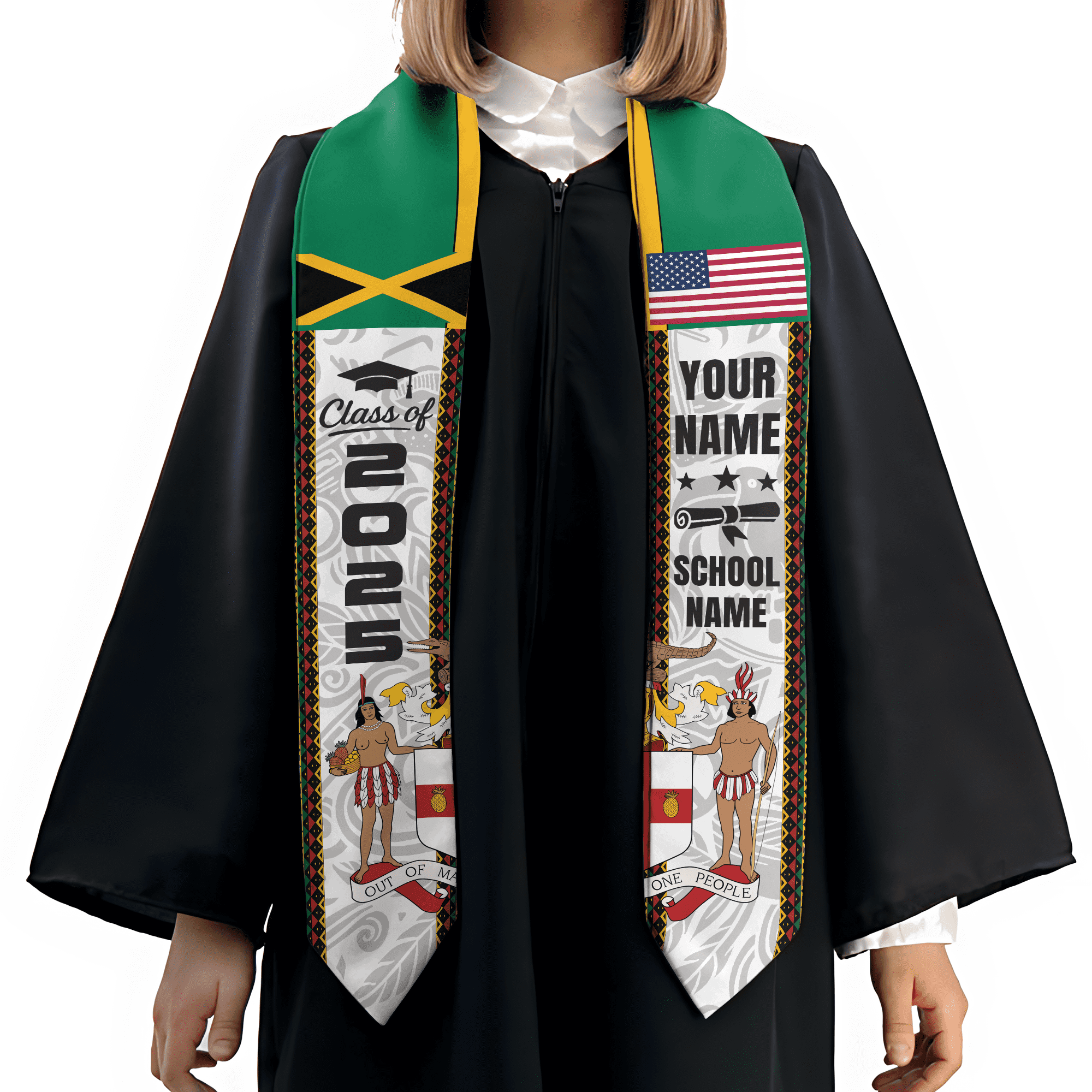 Lotusprinthandmade Personalized Jamaican America Flag 2025 Graduation ...