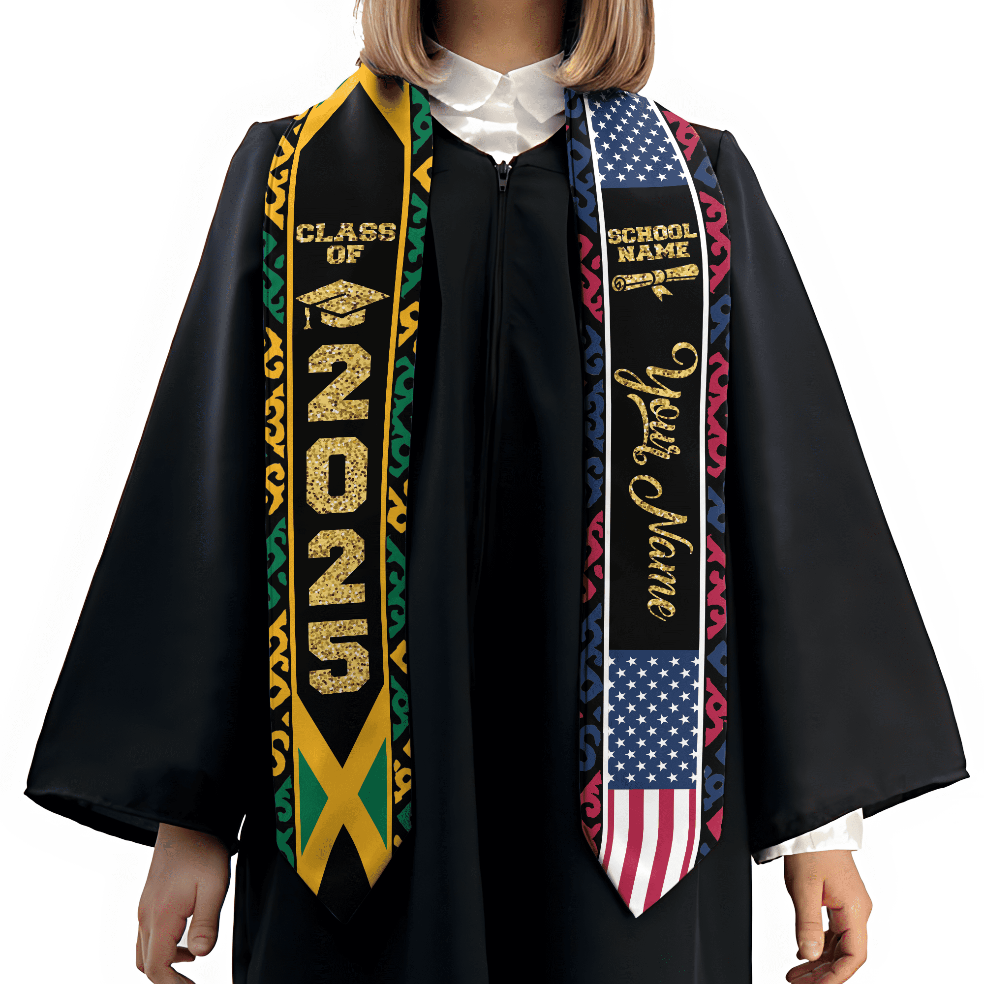 Lotusprinthandmade Personalized Jamaican America Flag 2025 Graduation ...