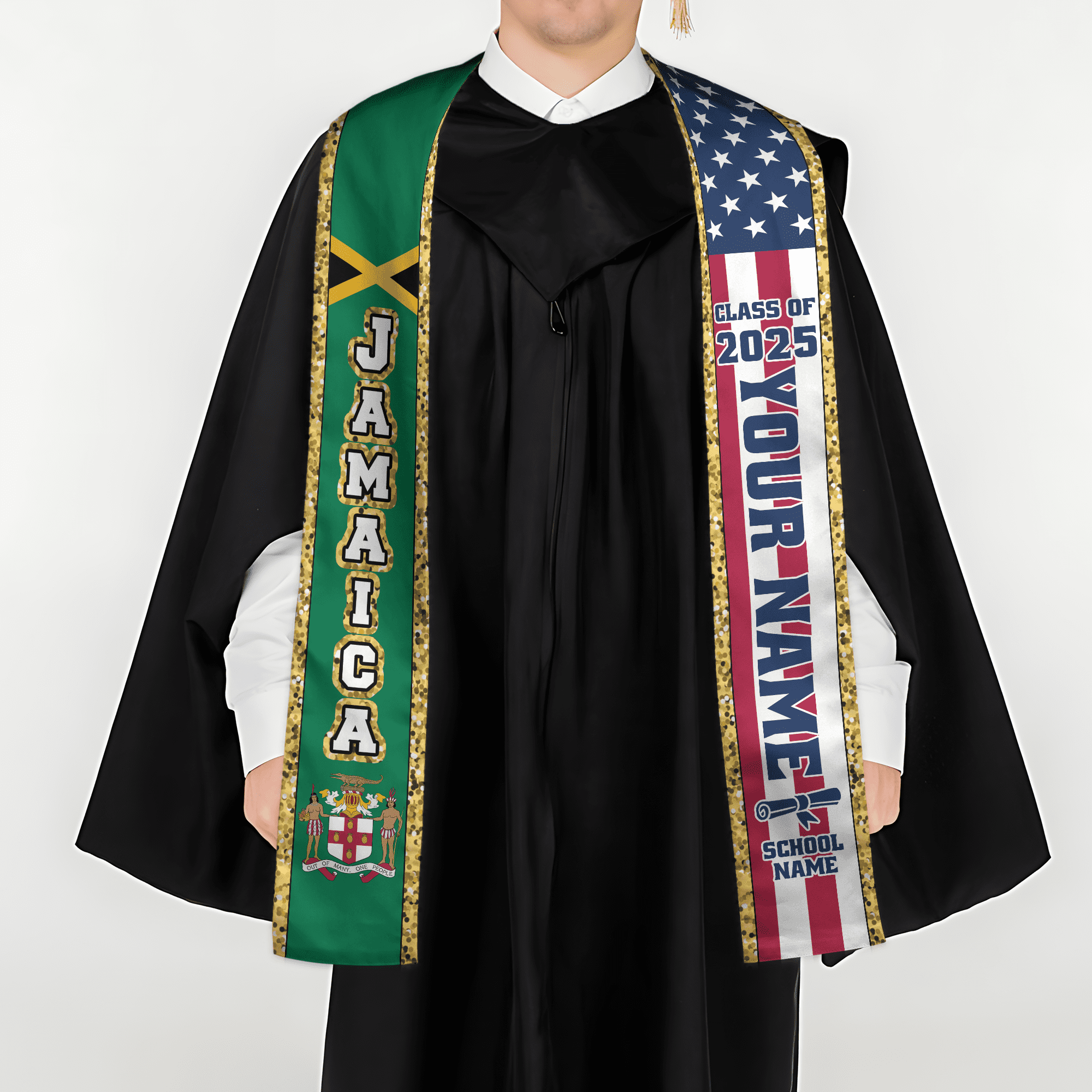 Lotusprinthandmade Personalized Jamaican America Flag 2025 Graduation ...