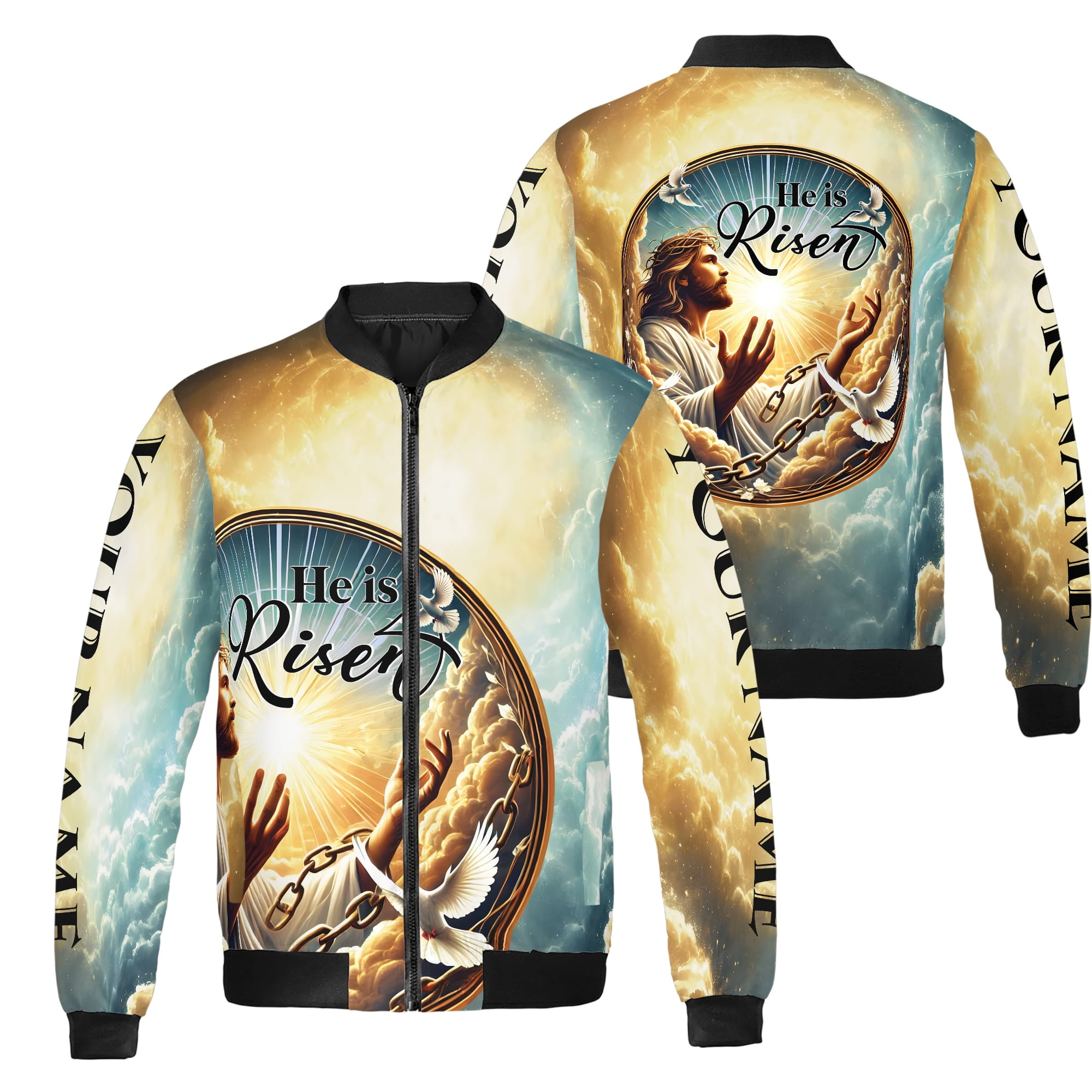 Lotusprinthandmade Personalized Jesus He Is Risen Baseball Jacket ...