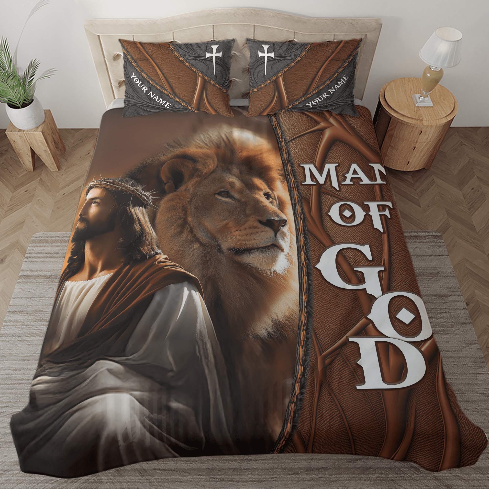 Lotusprinthandmade Personalized Jesus and Lion Bedding Set (Made in ...