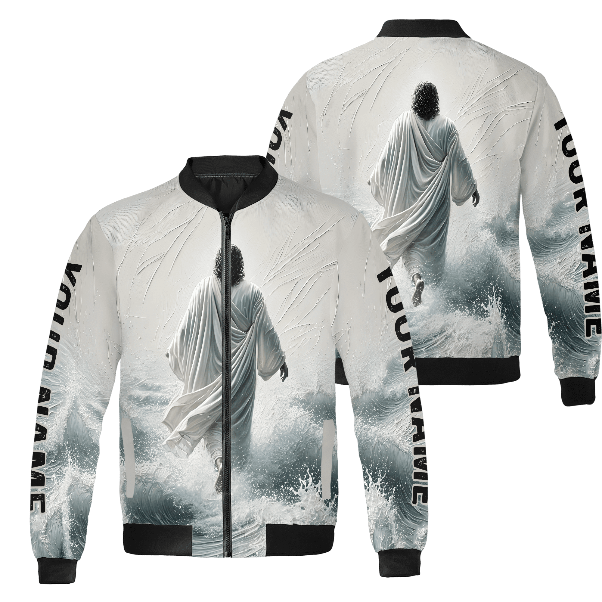 Lotusprinthandmade Personalized Jesus on Water Bomber Jacket S-5XL ...