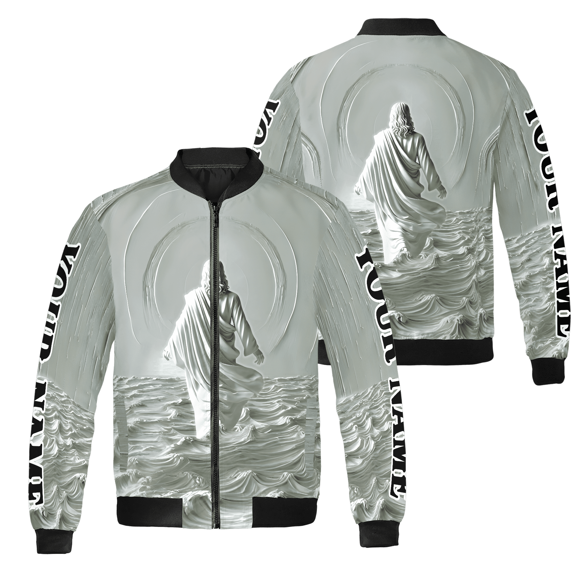 Lotusprinthandmade Personalized Jesus on Water Bomber Jacket S-5XL ...