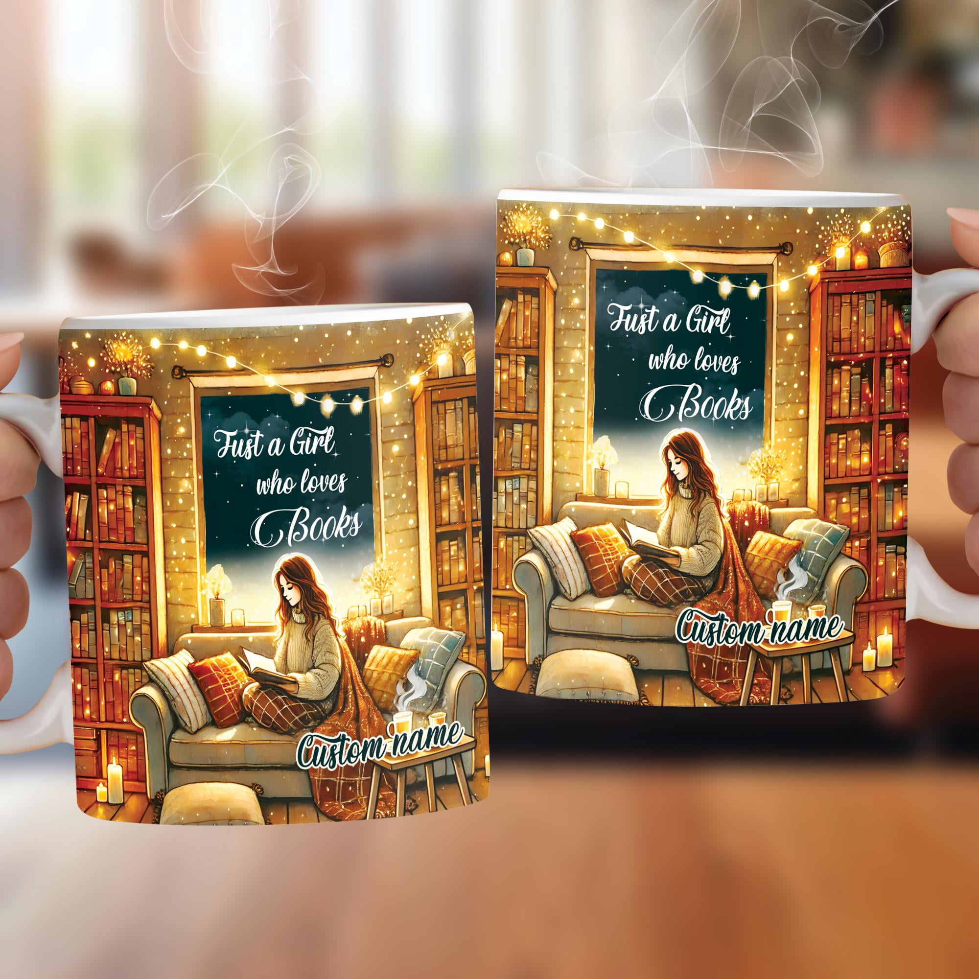 Lotusprinthandmade Personalized Just A Girl Who Loves Books White ...