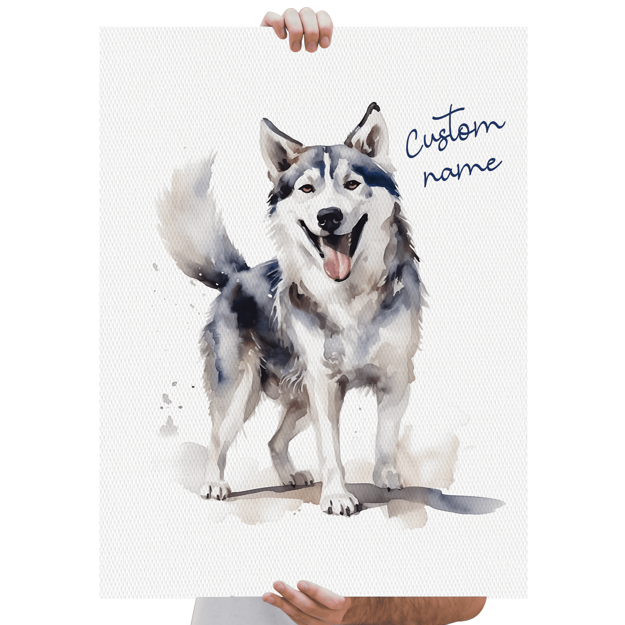 Lotusprinthandmade Personalized Name Husky Gift for Dogs and Dog Lovers Watercolor style Poster ...