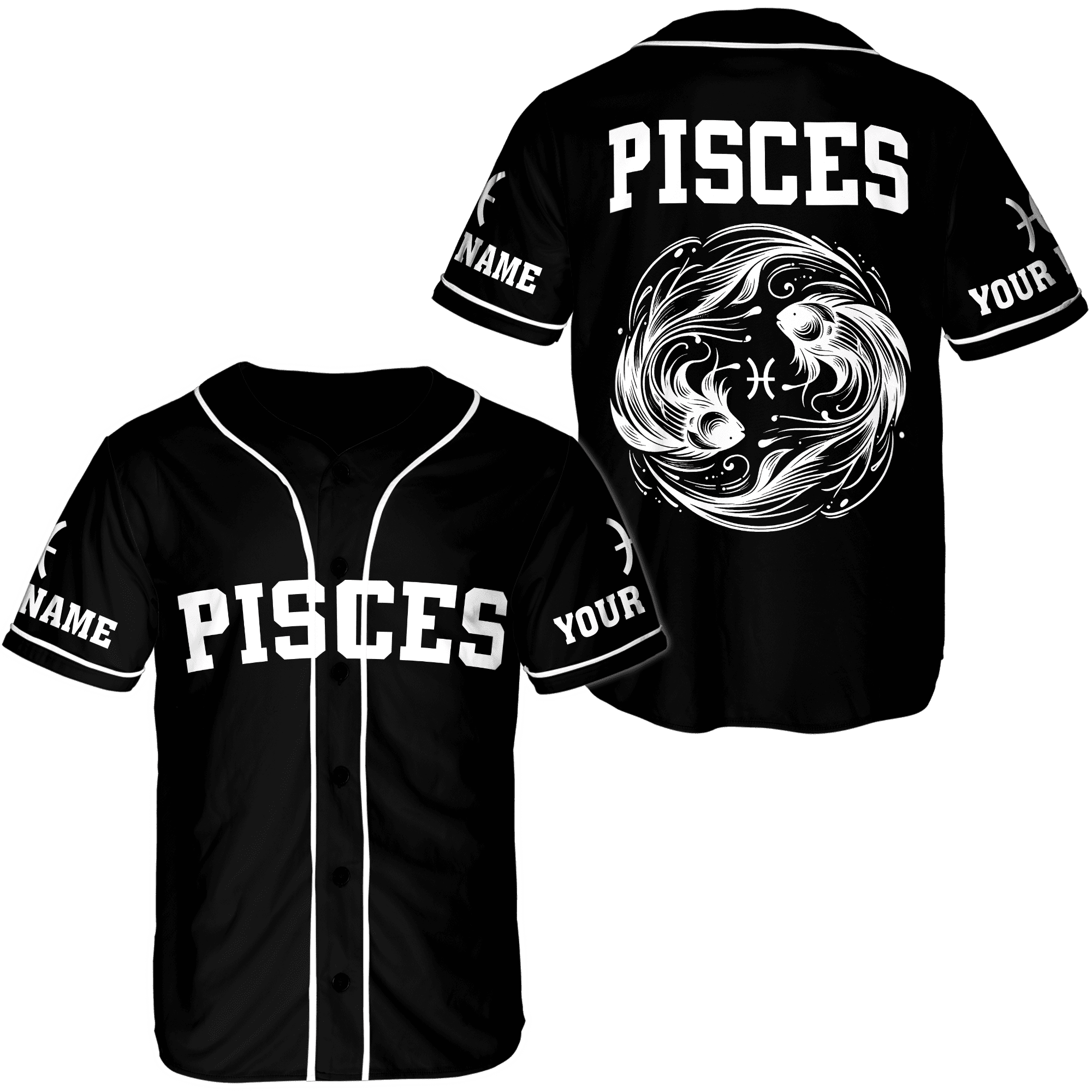 Lotusprinthandmade Personalized Name Pisces Zodiac Baseball Jersey XS ...