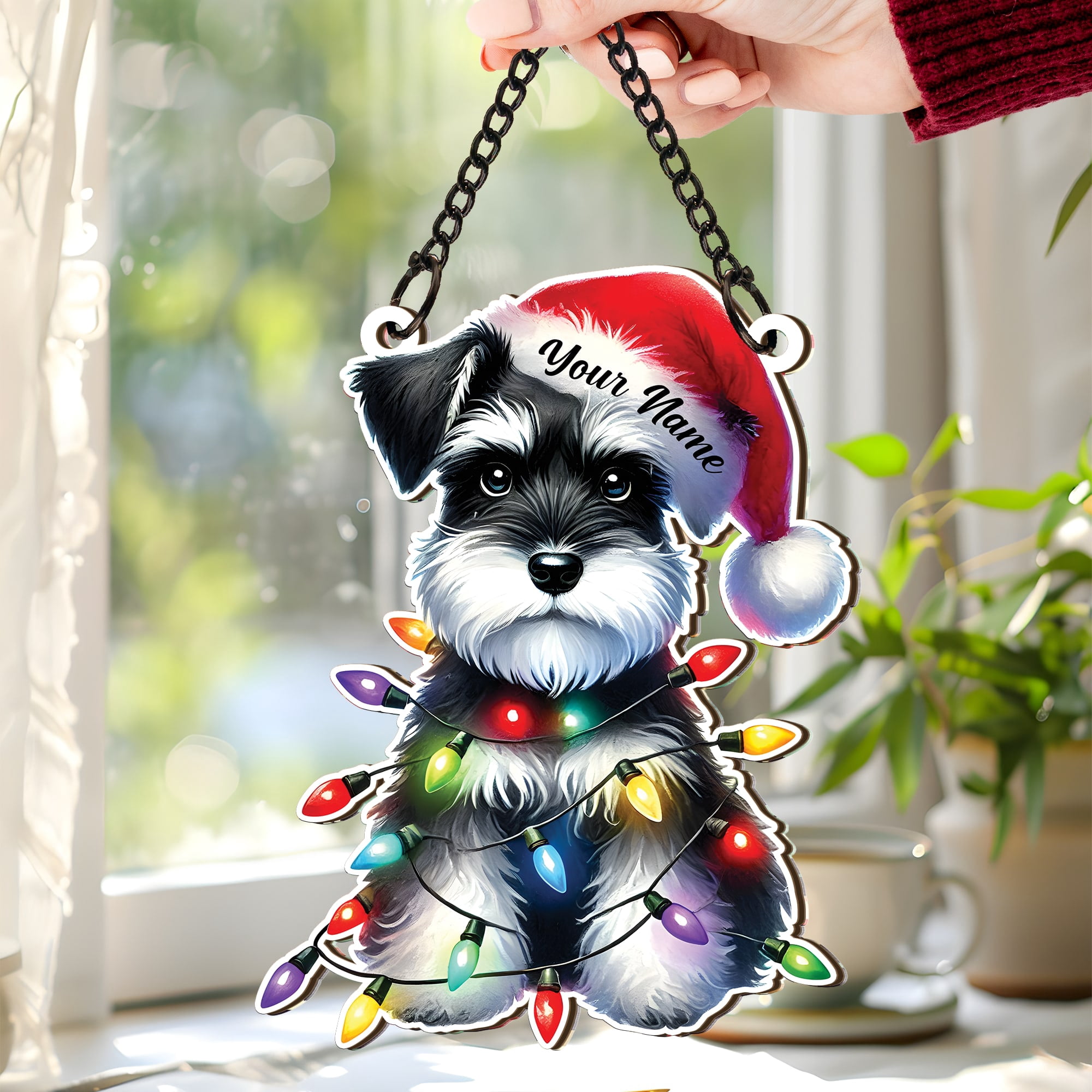 Lotusprinthandmade Personalized Name Schnauzer Dog with Christmas Light ...