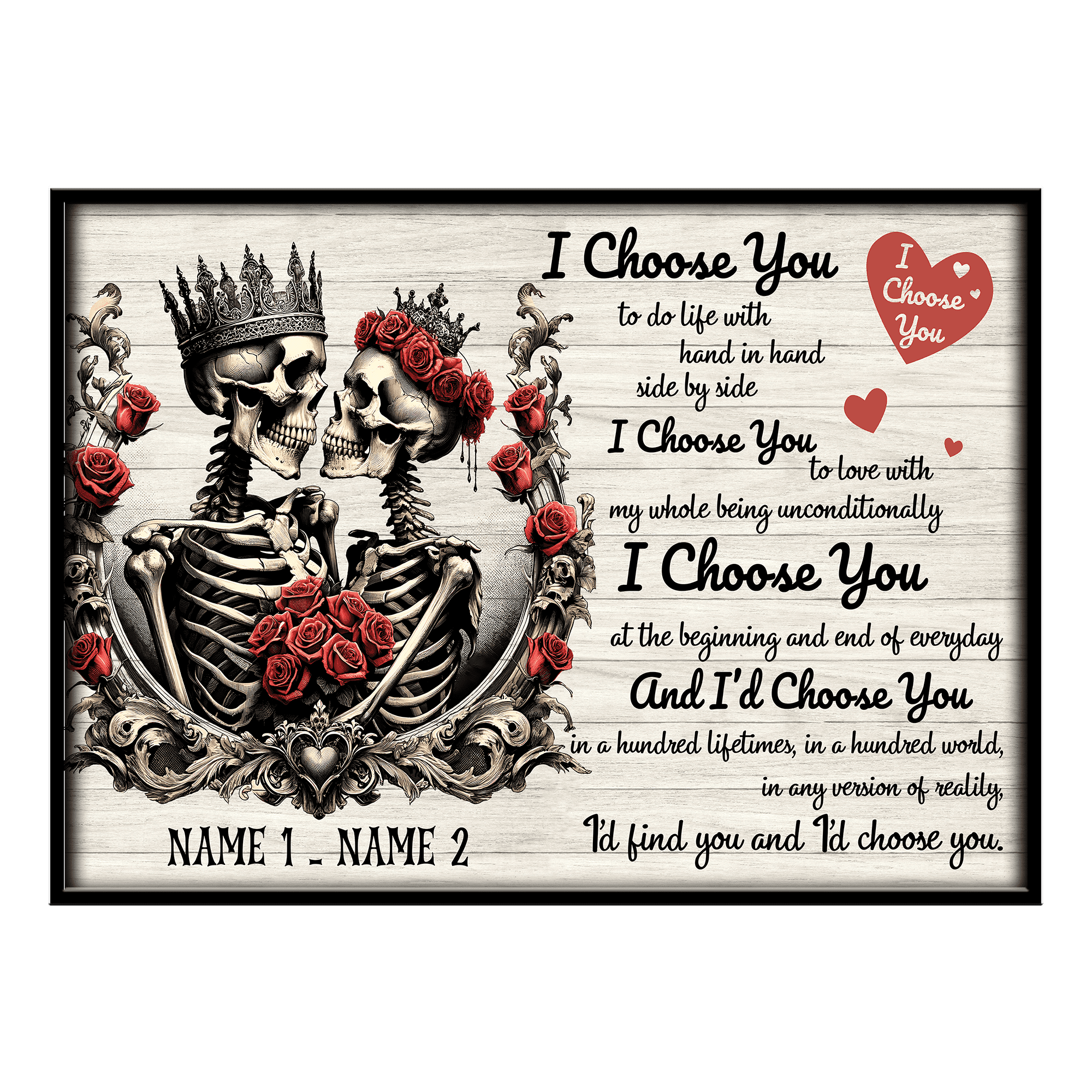 Lotusprinthandmade Personalized Name Skull Couple I Choose You To Do ...