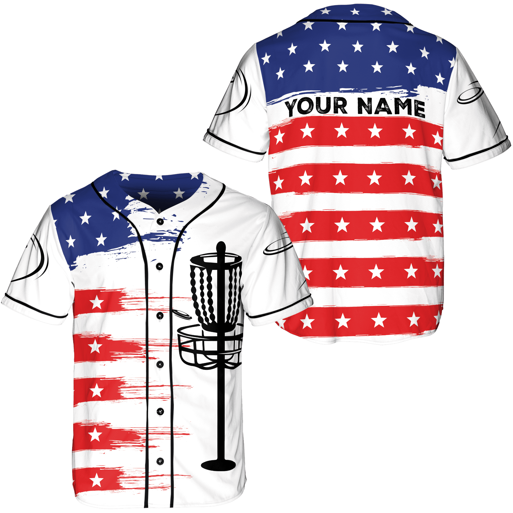 Lotusprinthandmade Personalized Name US Flag Disc Golf Unisex Baseball ...