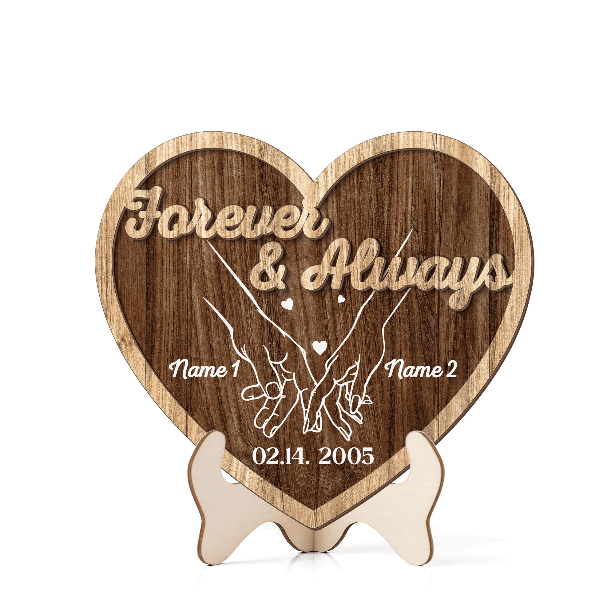 Lotusprinthandmade Personalized Name & Year Couples Holding Hands ...