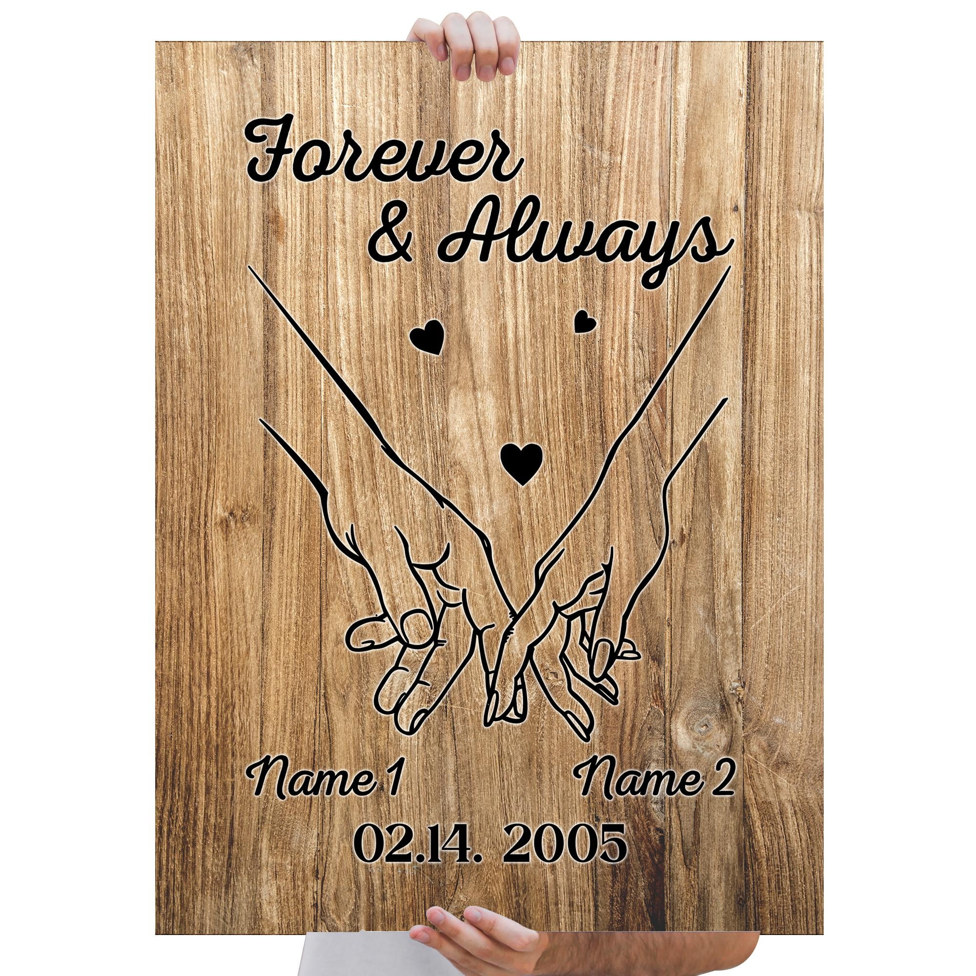 Lotusprinthandmade Personalized Name & Year Couples Holding Hands ...