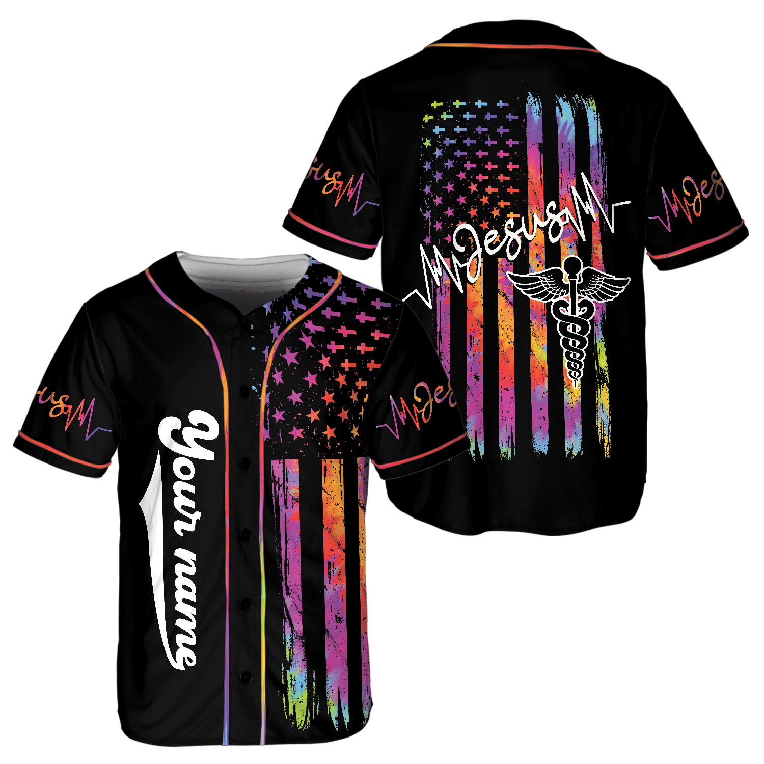 Lotusprinthandmade Personalized Nurse Baseball Jersey XS-5XL Multicolor ...