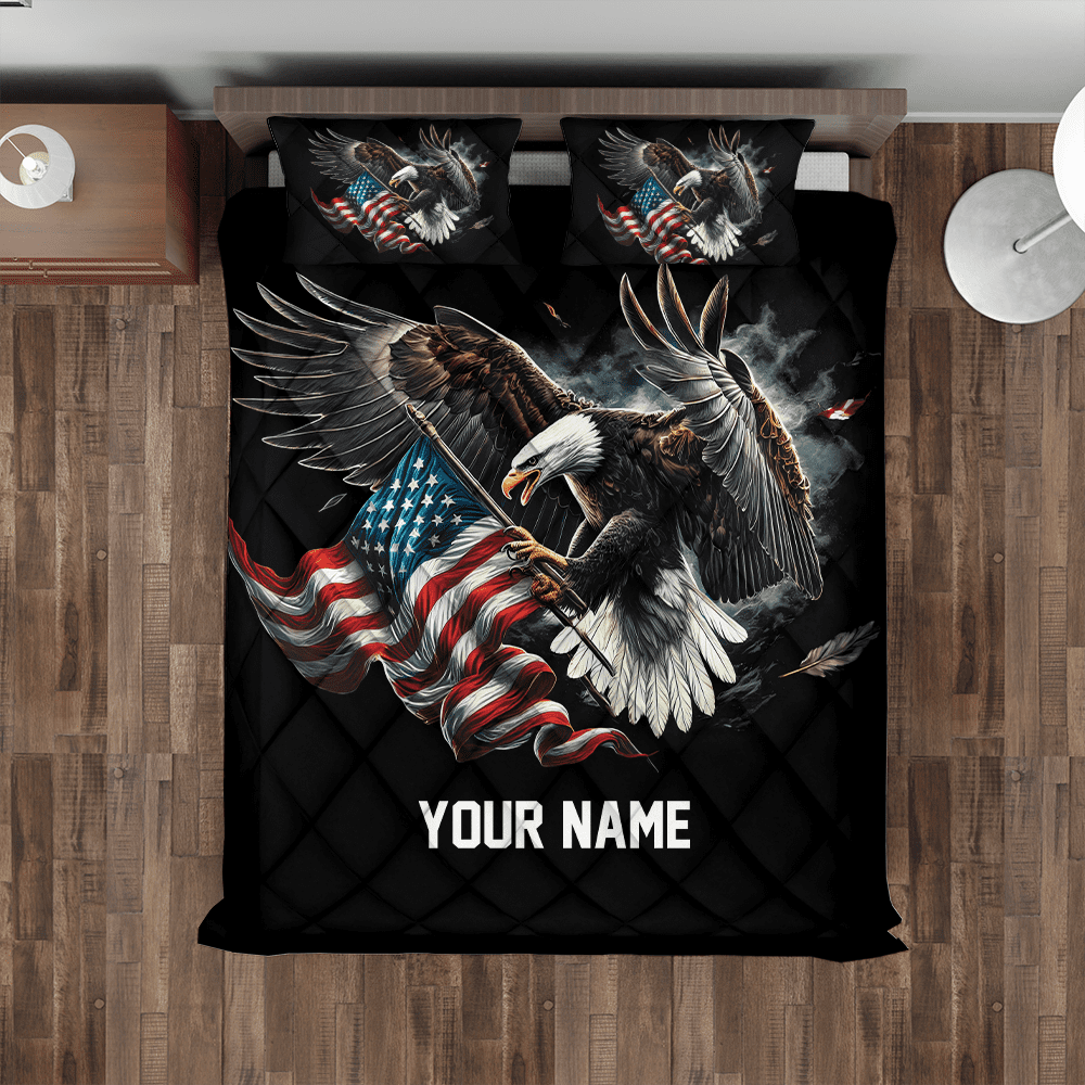 Lotusprinthandmade Personalized Patriotic America Flag Eagle Quilt ...