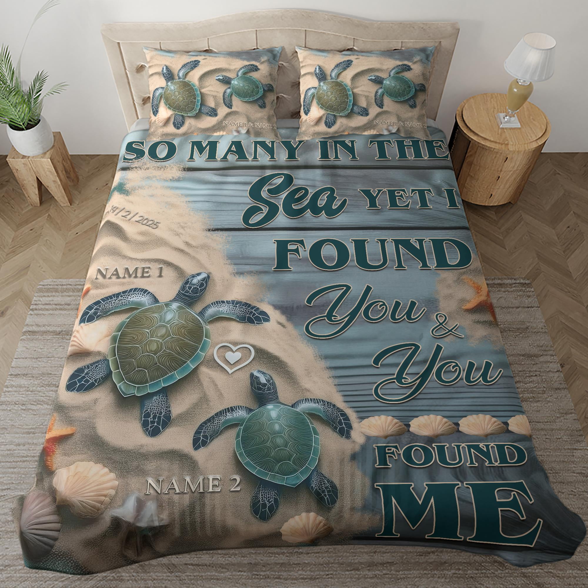 Lotusprinthandmade Personalized Sea Turtle Couple Bedding Set (Made in ...