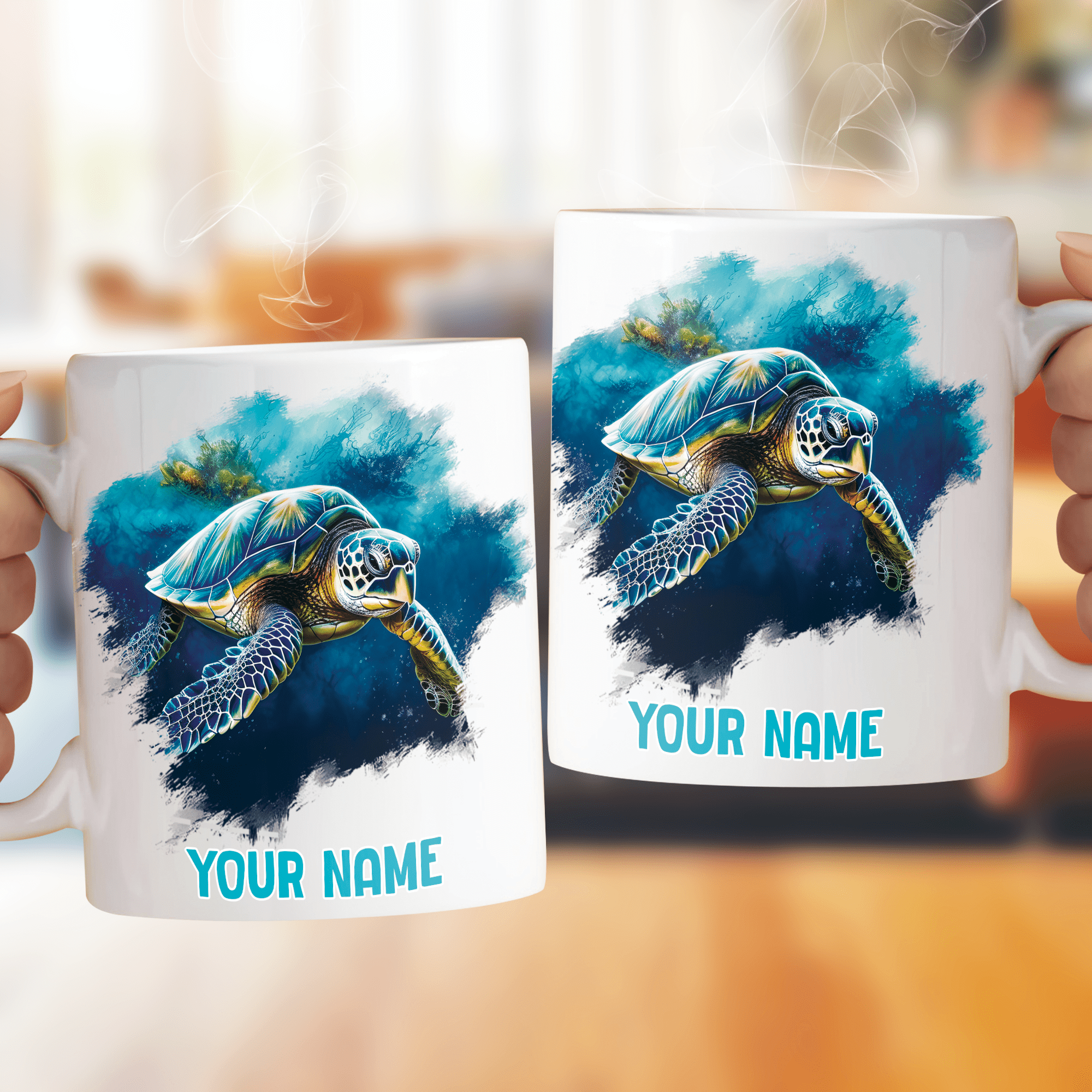 Lotusprinthandmade Personalized Sea Turtle White Ceramic Mug (11oz ...