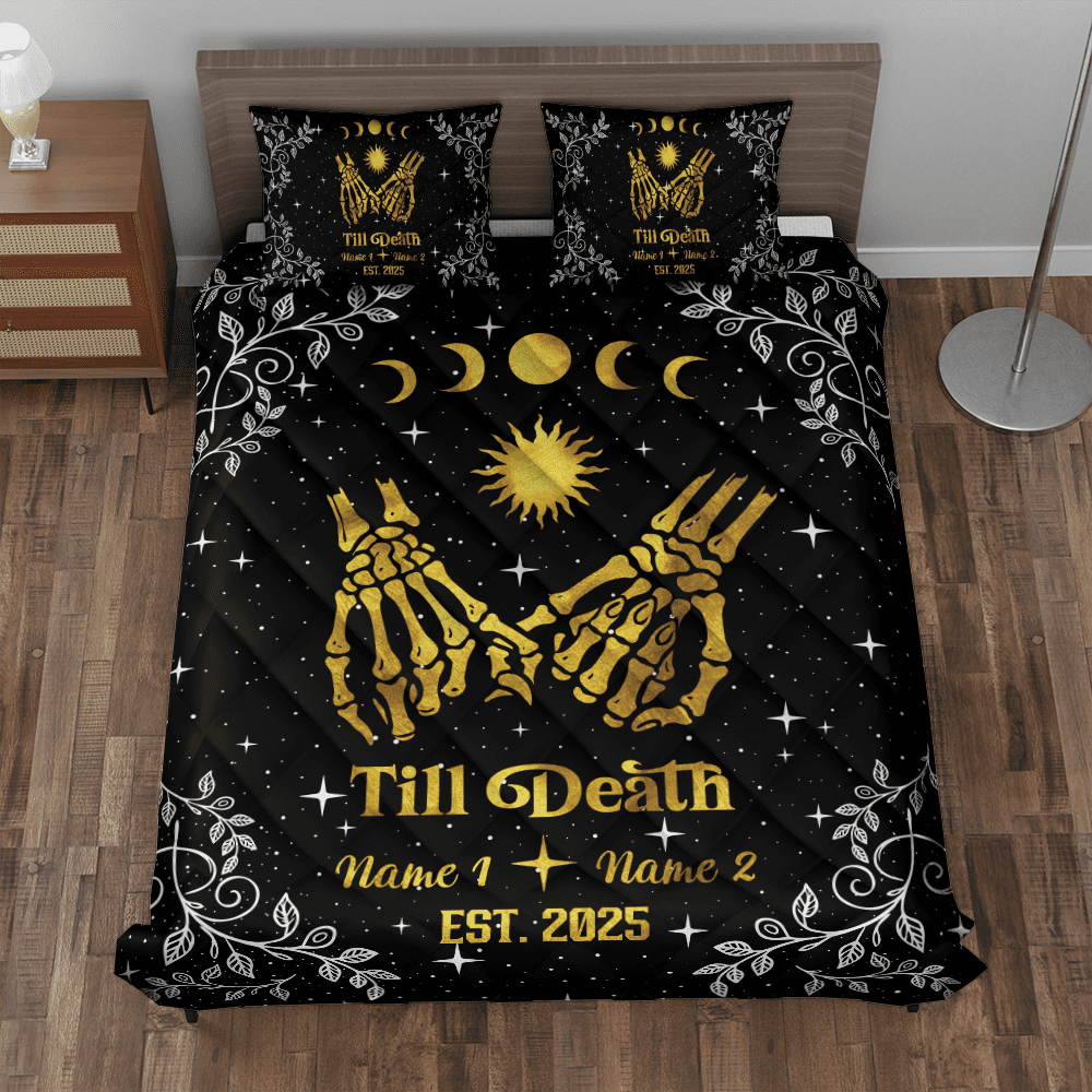 Lotusprinthandmade Personalized Skeleton Couple Quilt Bedding Set (Fold ...