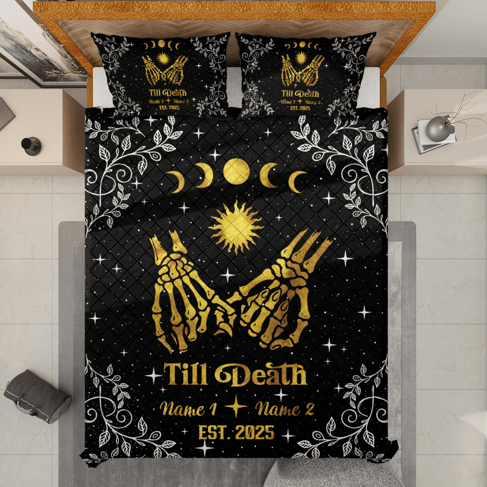 Lotusprinthandmade Personalized Skeleton Couple Quilt Bedding Set ...