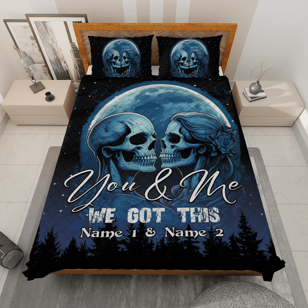 Lotusprinthandmade Personalized Skull Couple Quilt Bedding Set (White ...