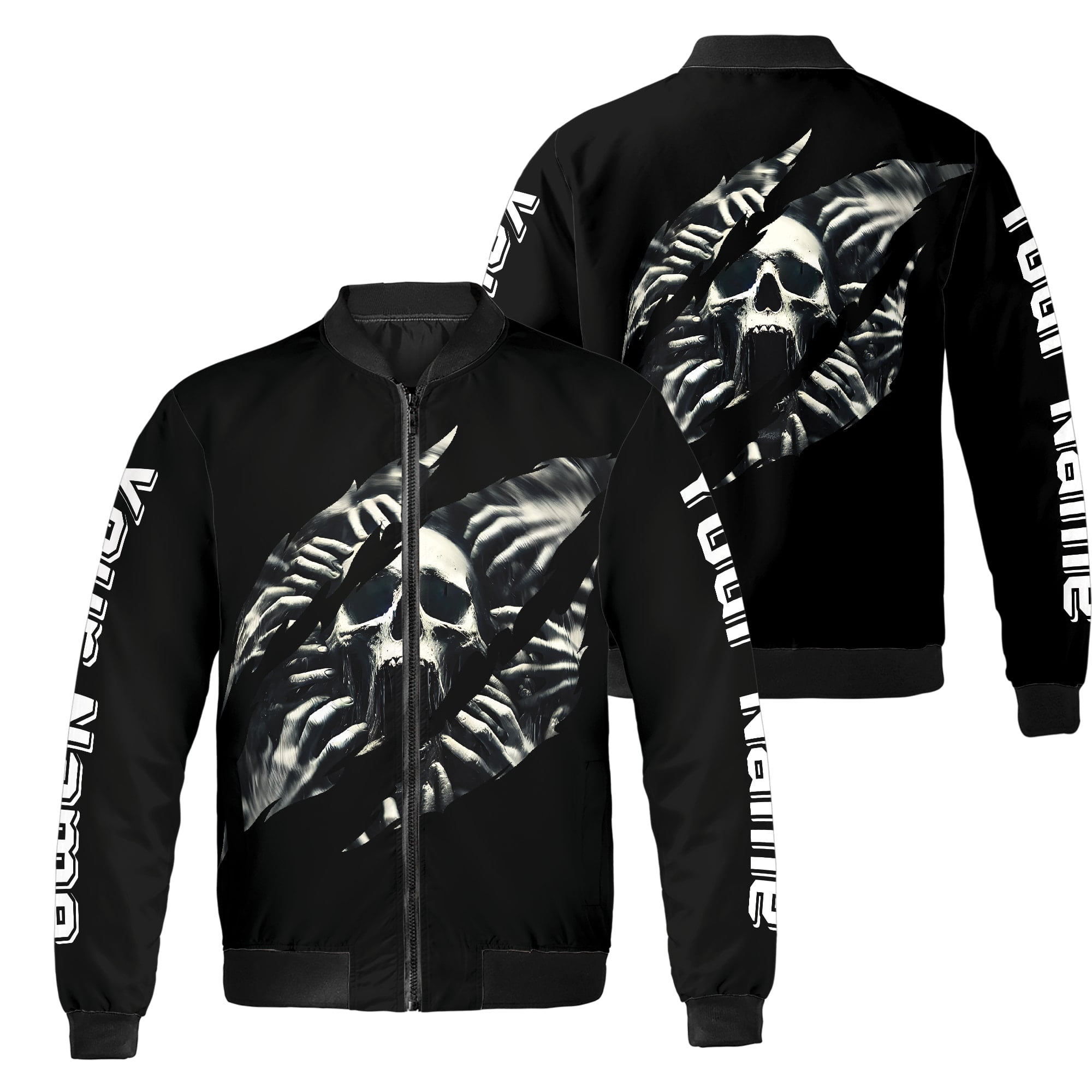 Lotusprinthandmade Personalized Skull Horror Bomber Jacket S-5XL ...