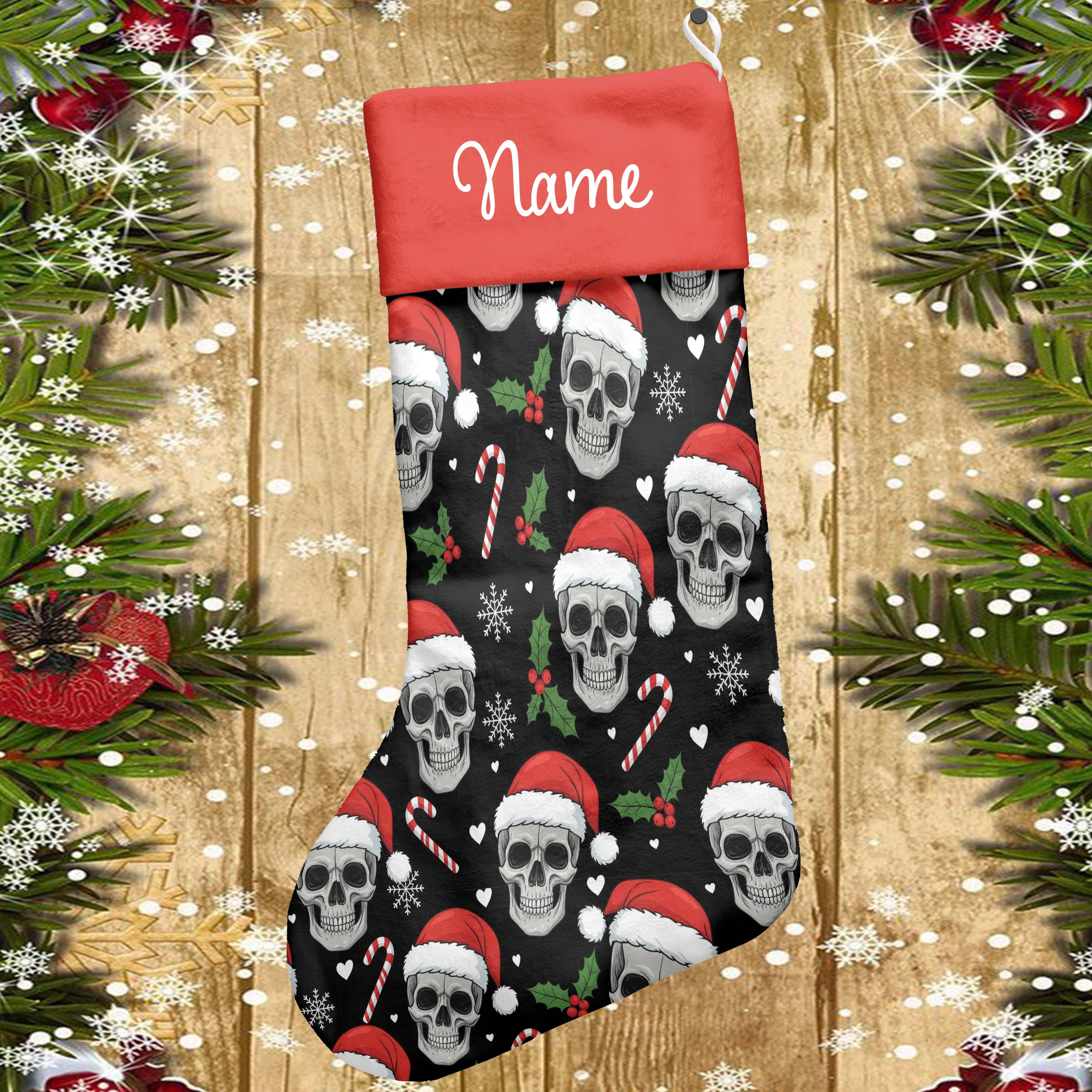 Lotusprinthandmade Personalized Skull Skeleton Christmas Stocking (L ...
