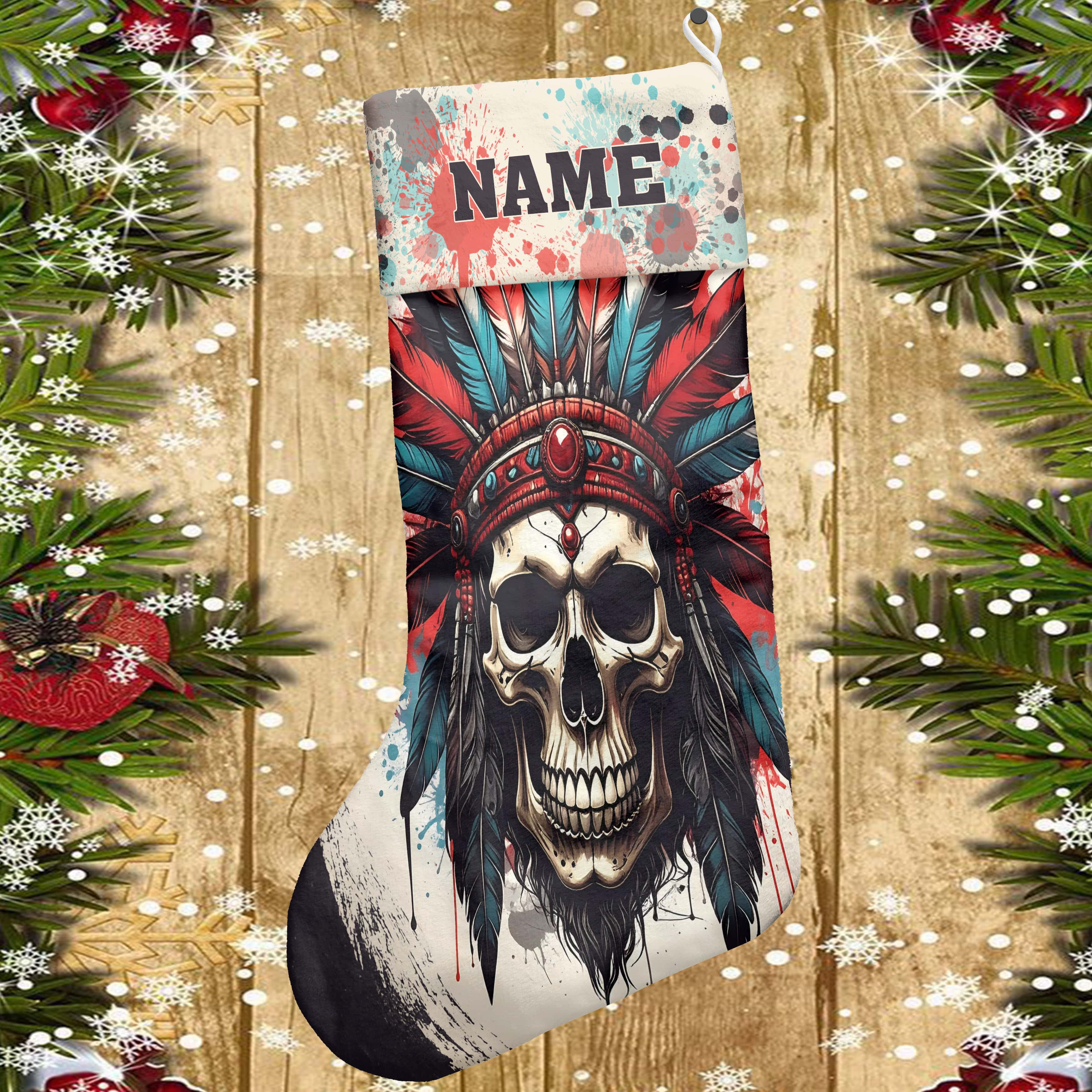 Lotusprinthandmade Personalized Skull Skeleton Christmas Stocking (L ...