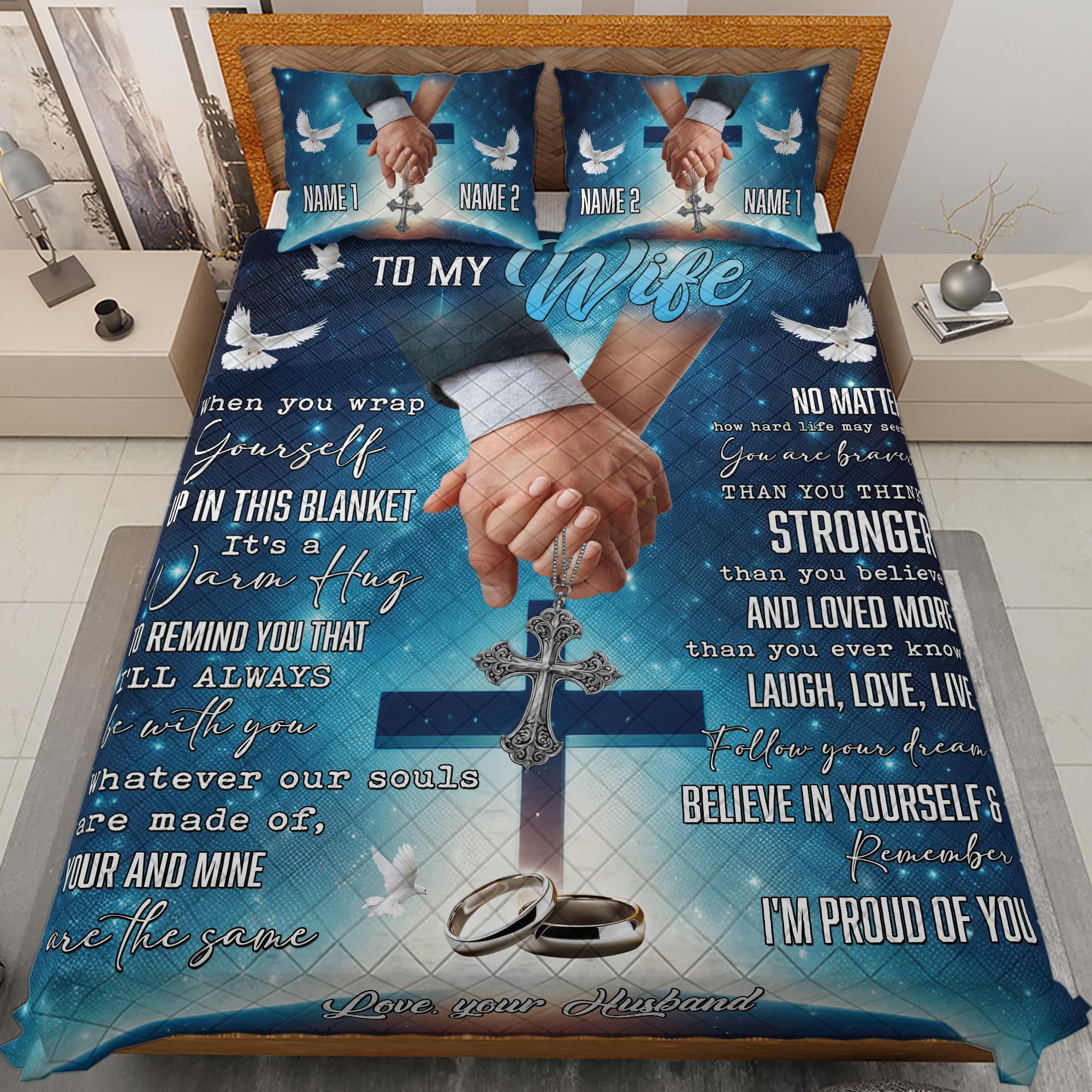 Lotusprinthandmade Personalized To My Wife Couple Gift Quilt Bedding ...