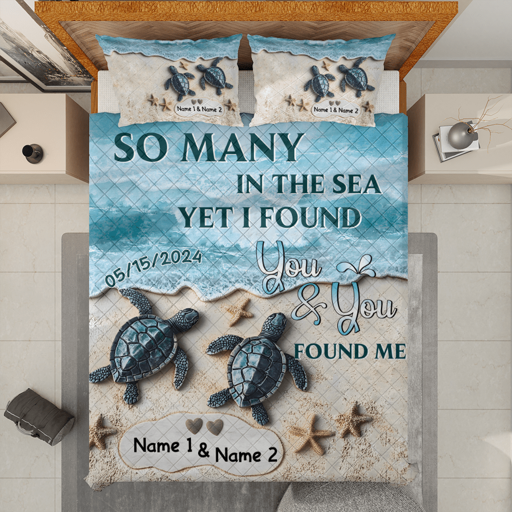 Lotusprinthandmade Personalized Turtle Couple I Found You Quilt Bedding ...