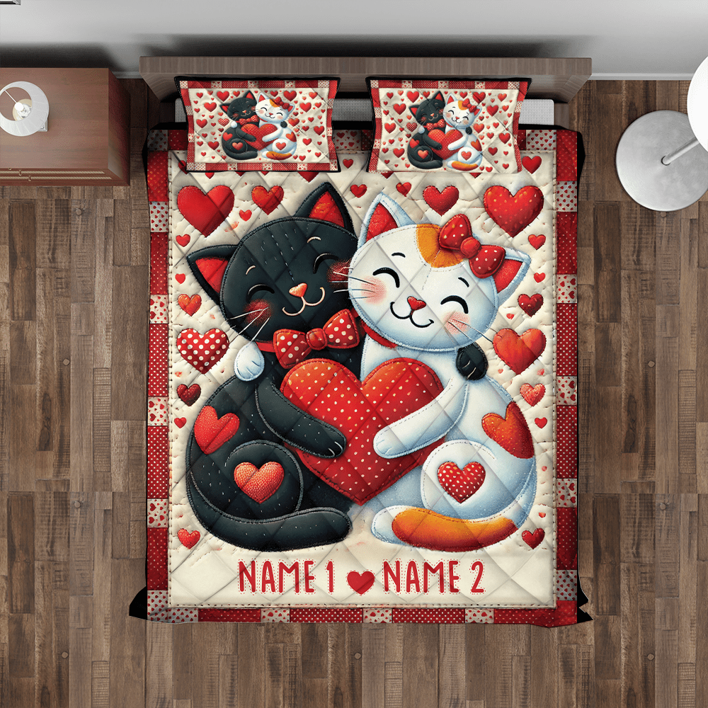 Lotusprinthandmade Personalized Valentine's Day Cat Couple Quilt ...