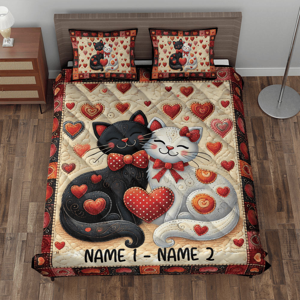 Lotusprinthandmade Personalized Valentine's Day Cat Couple Quilt ...