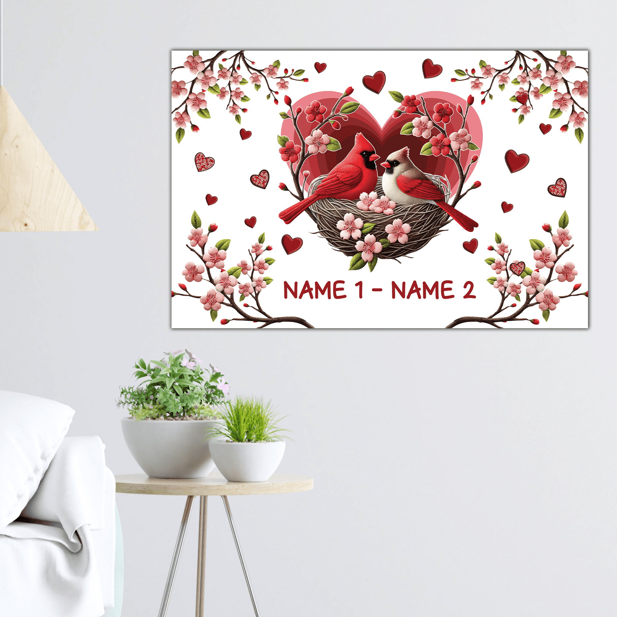Lotusprinthandmade Personalized Valentine's Day Couple Cardinal Poster ...