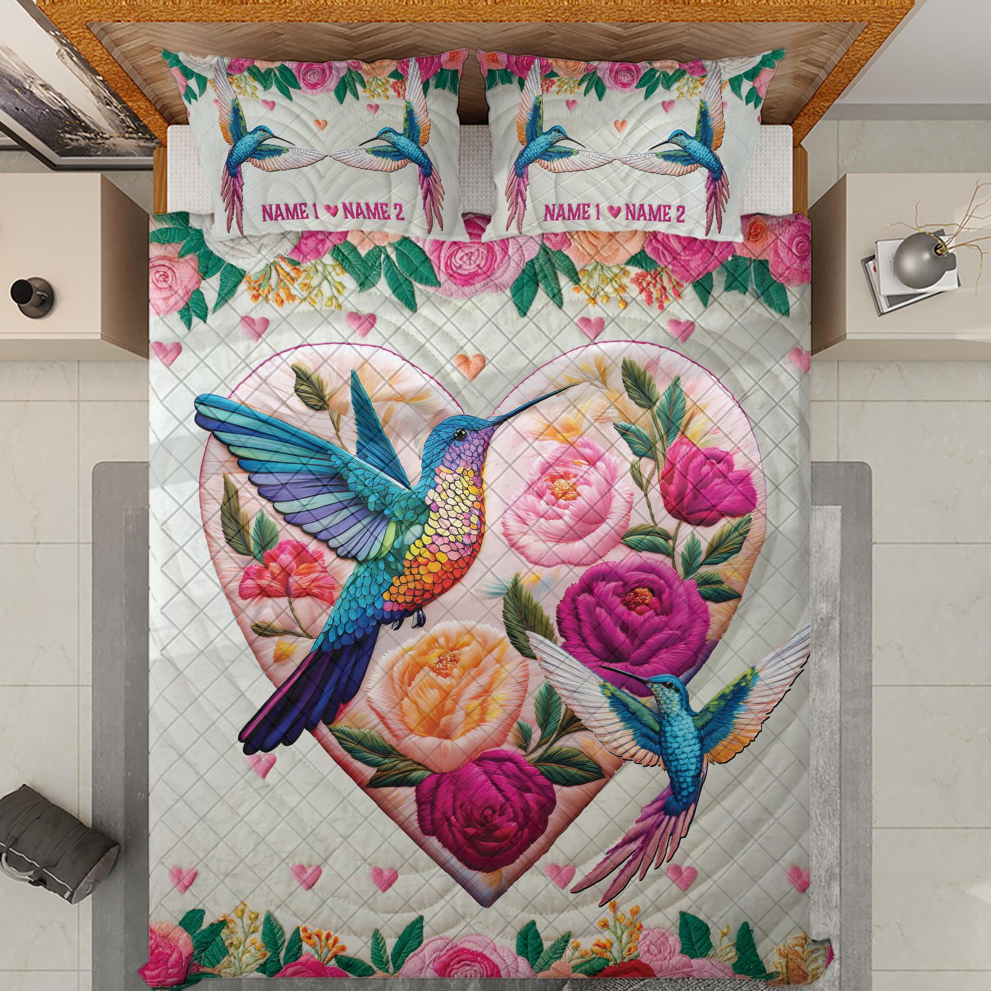 Lotusprinthandmade Personalized Valentine’s Day Hummingbird Quilt ...