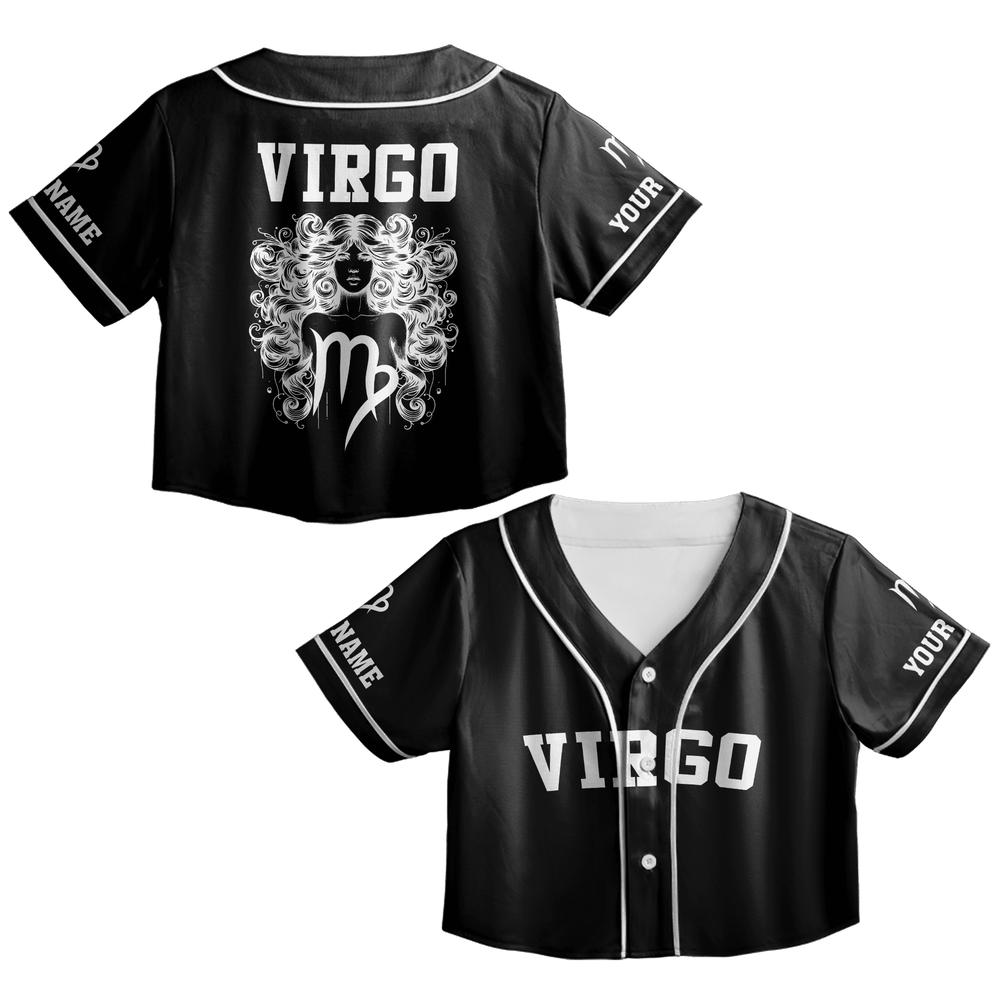 Lotusprinthandmade Personalized Virgo Zodiac Crop Top Baseball Jersey ...