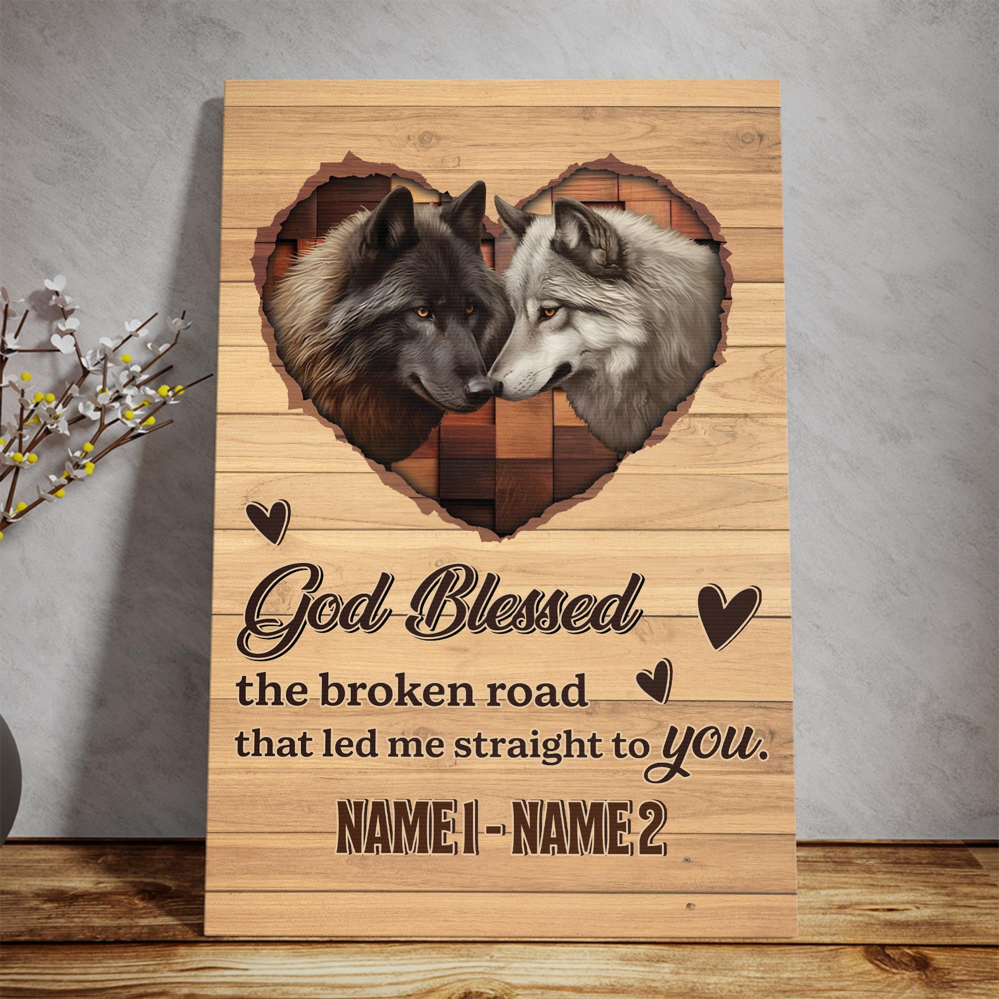 Lotusprinthandmade Personalized Wolf Couple Canvas 1.5in 36" x 24 ...