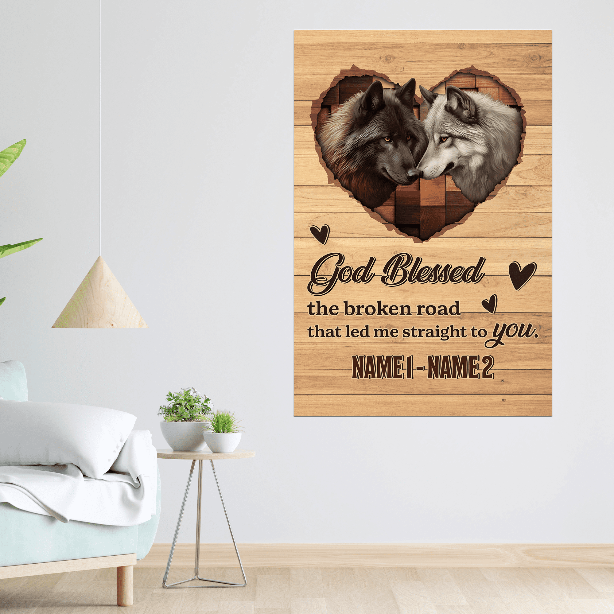 Lotusprinthandmade Personalized Wolf Couple Poster 12" x 18”, Custom ...