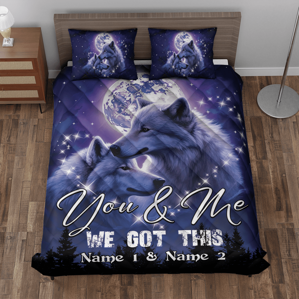 Lotusprinthandmade Personalized Wolf Couple Quilt Bedding Set (Fold Hem ...