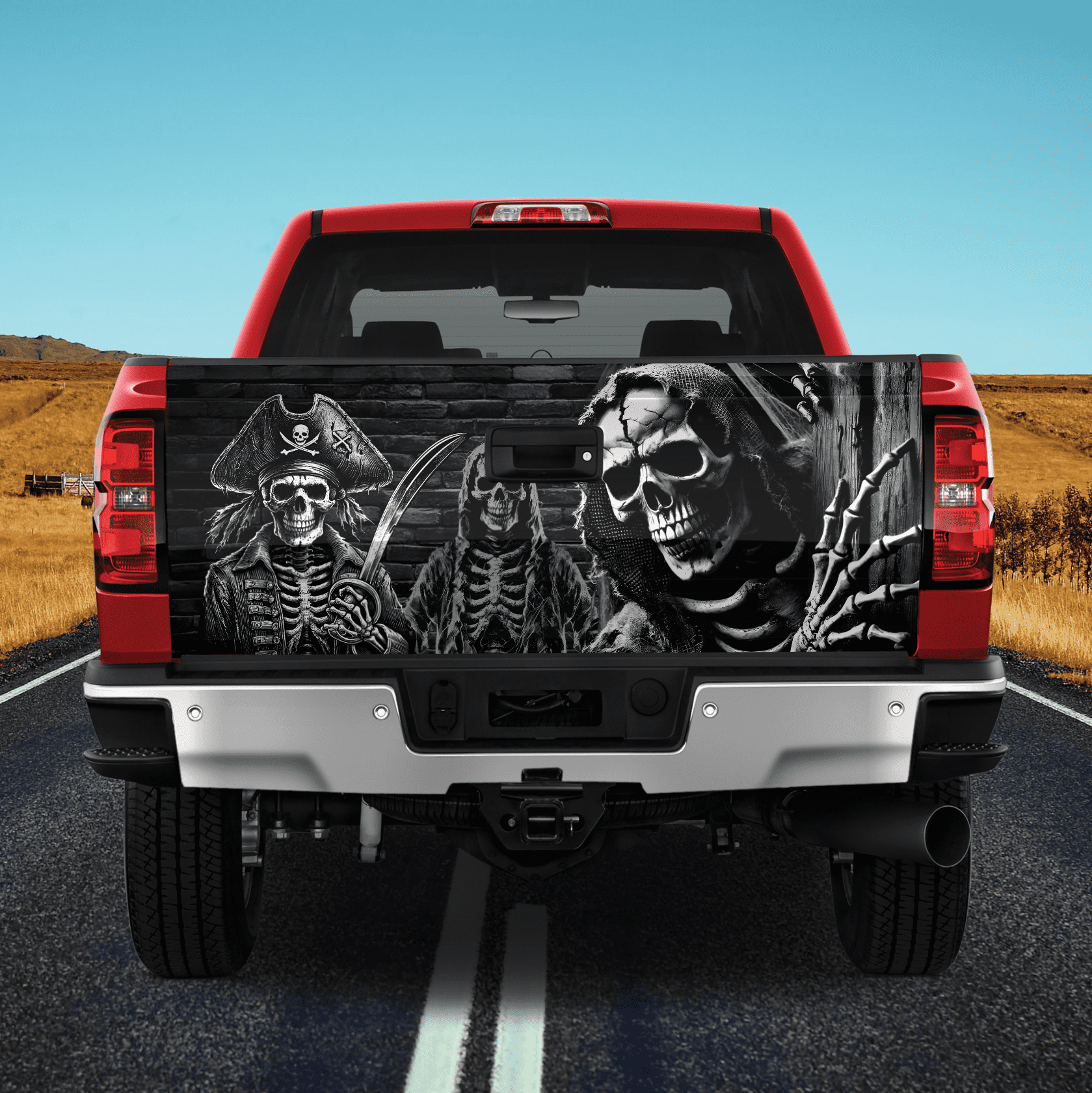 Lotusprinthandmade Pirate Skull Halloween Horror Truck Tailgate Wrap 24 ...